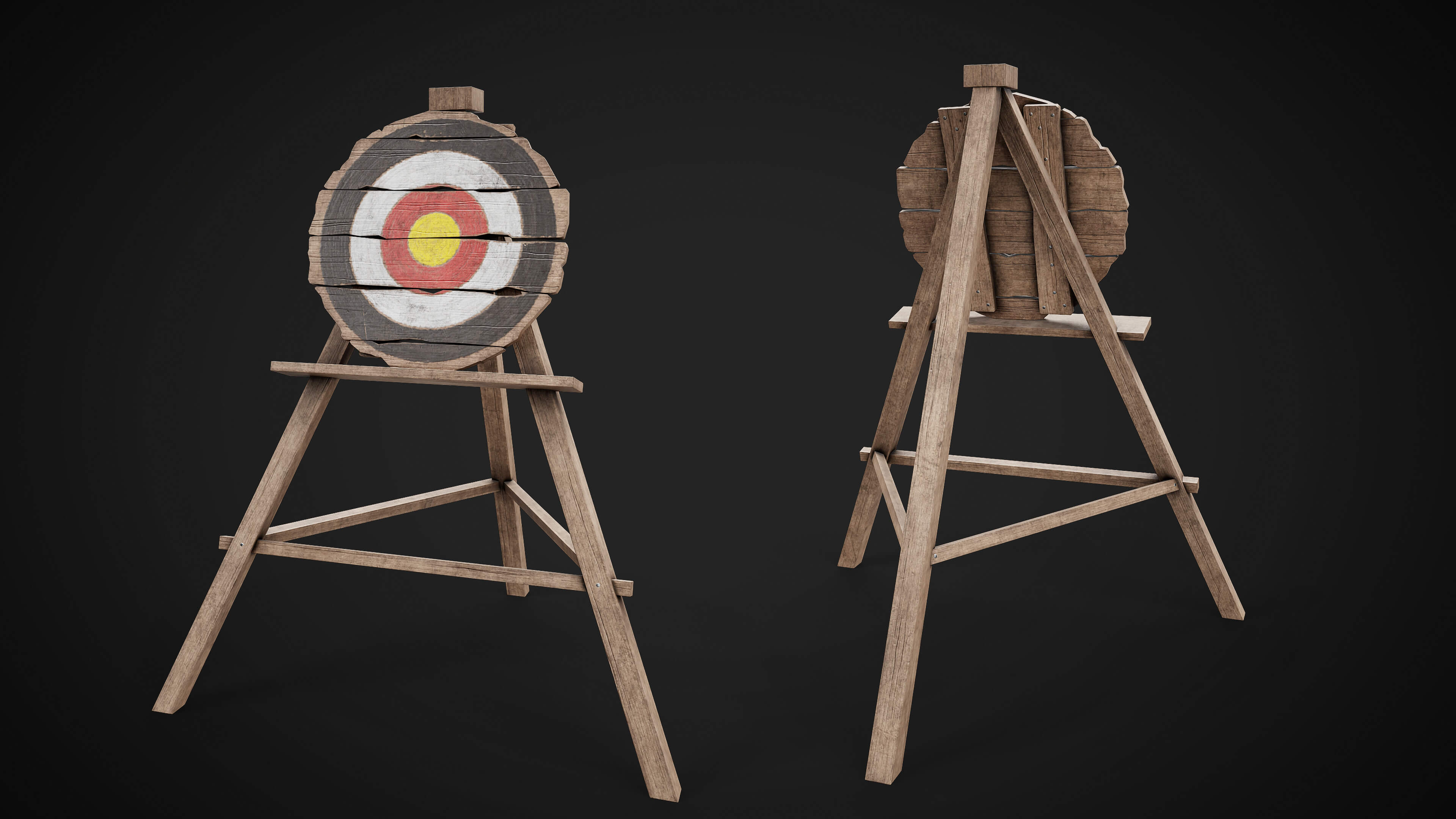 Set of 3 Medieval Training Wooden Targets - 3D Model by iQuon