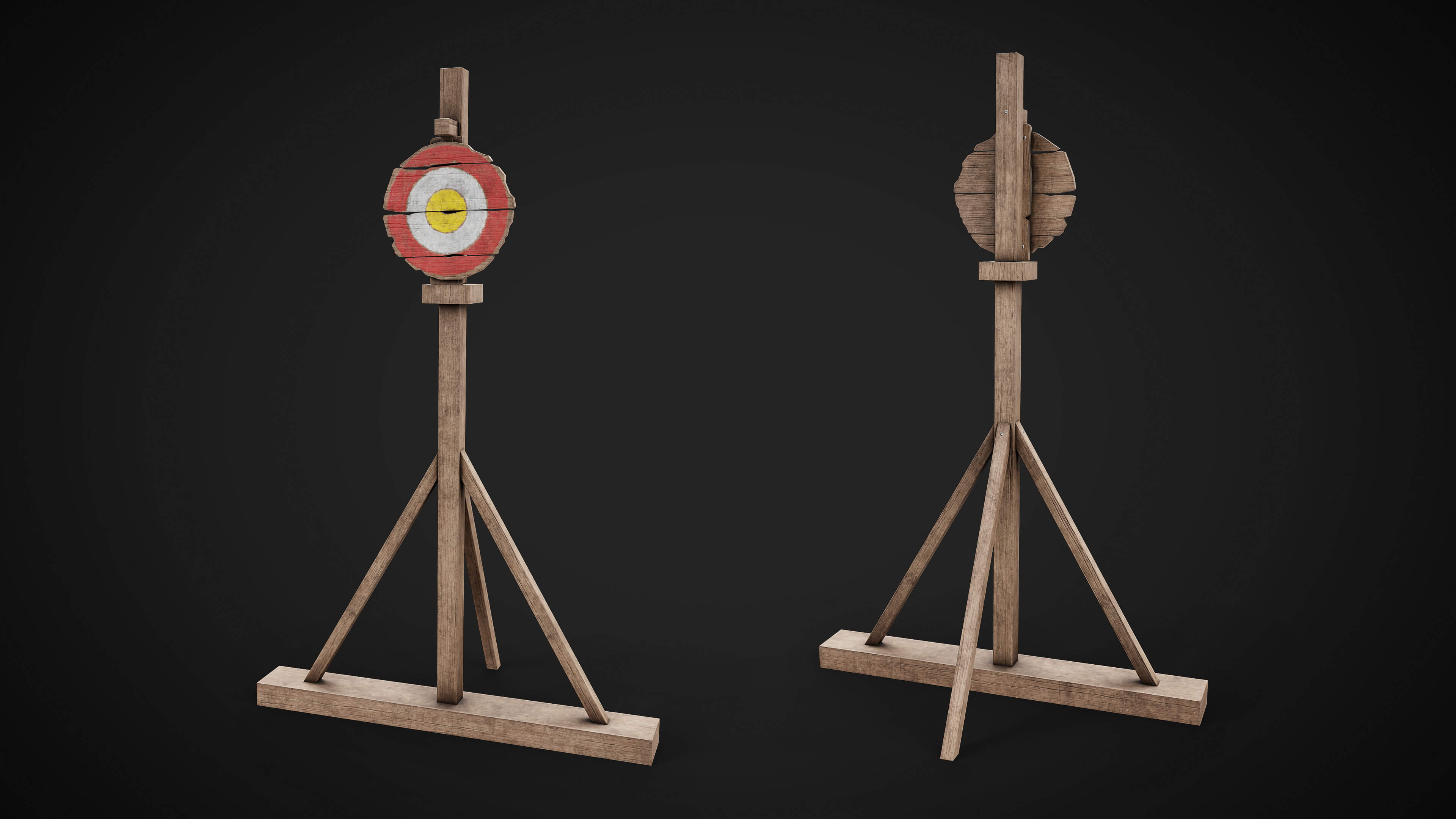 Set of 3 Medieval Training Wooden Targets - 3D Model by iQuon