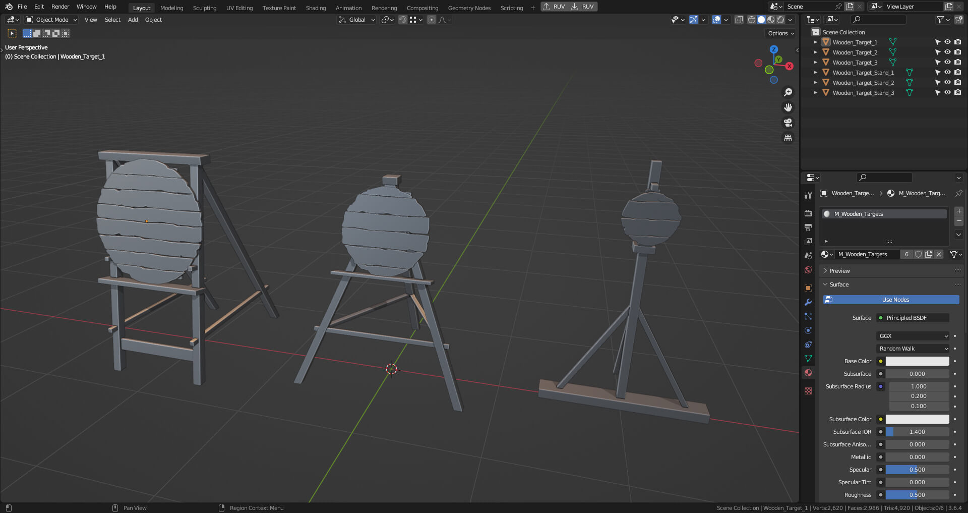 Set of 3 Medieval Training Wooden Targets - 3D Model by iQuon