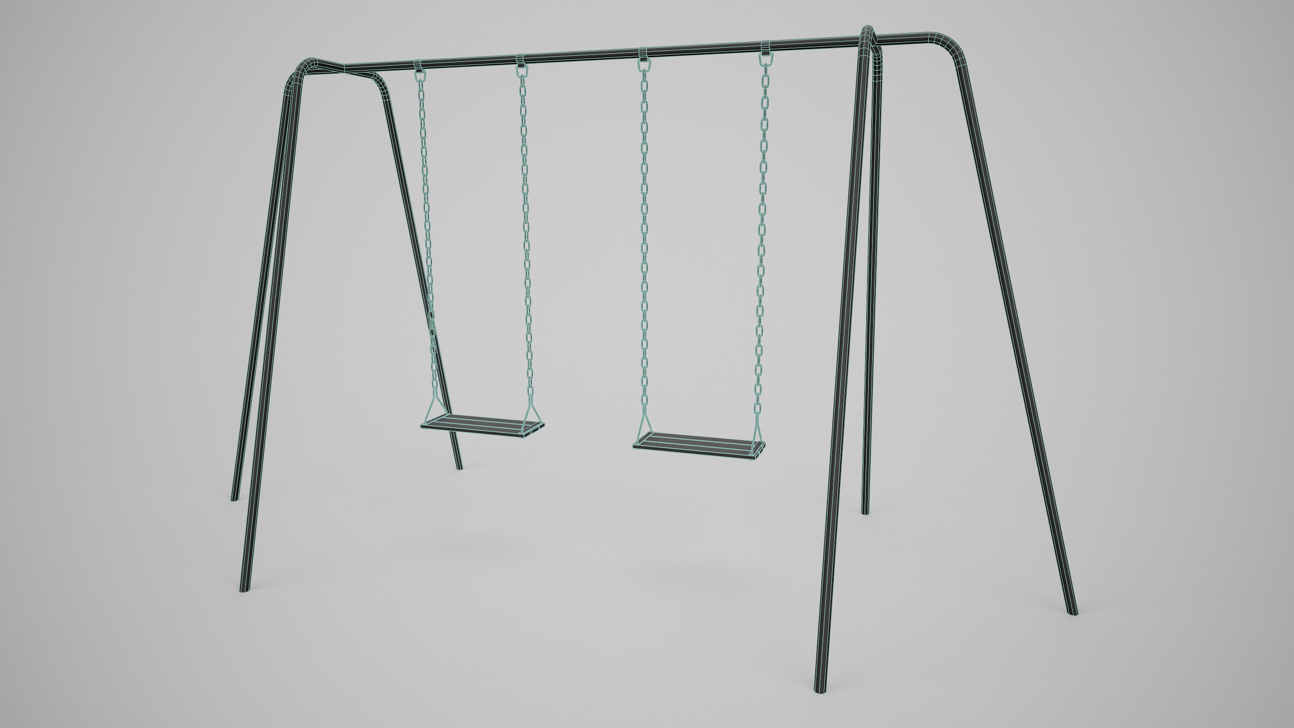 Set of 3 Painted Playground Swings - 3D Model by iQuon