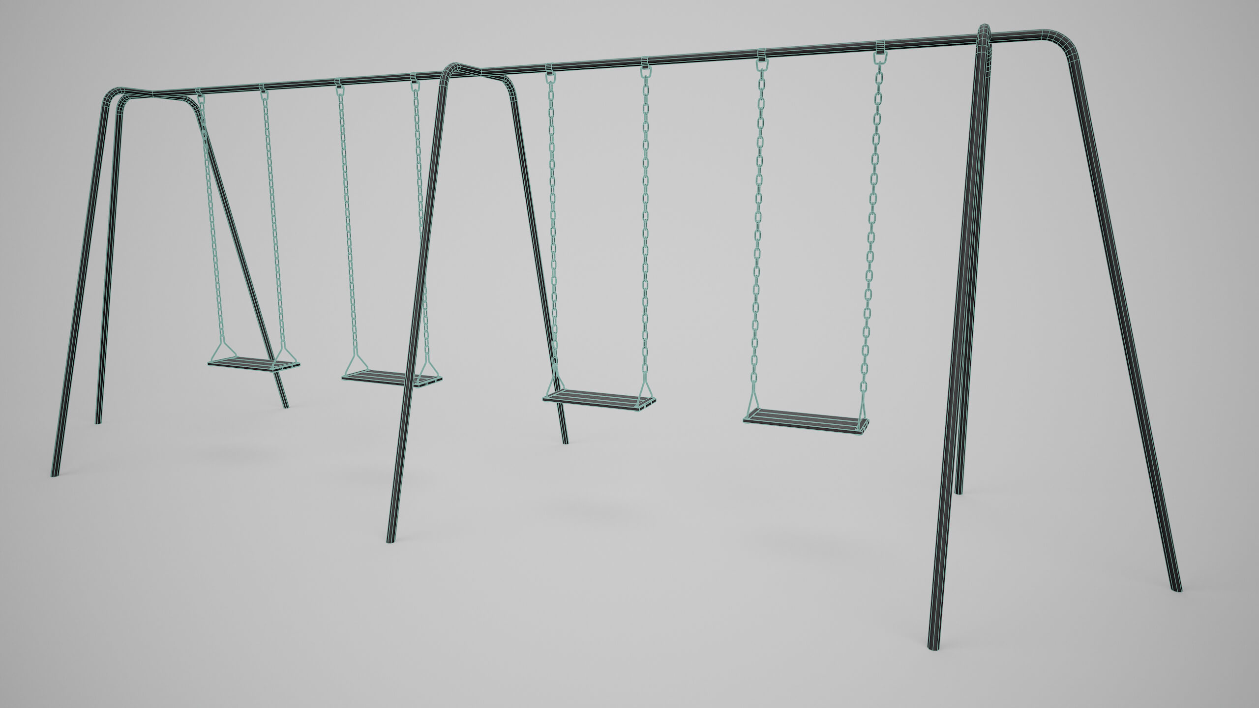 Set of 3 Painted Playground Swings - 3D Model by iQuon