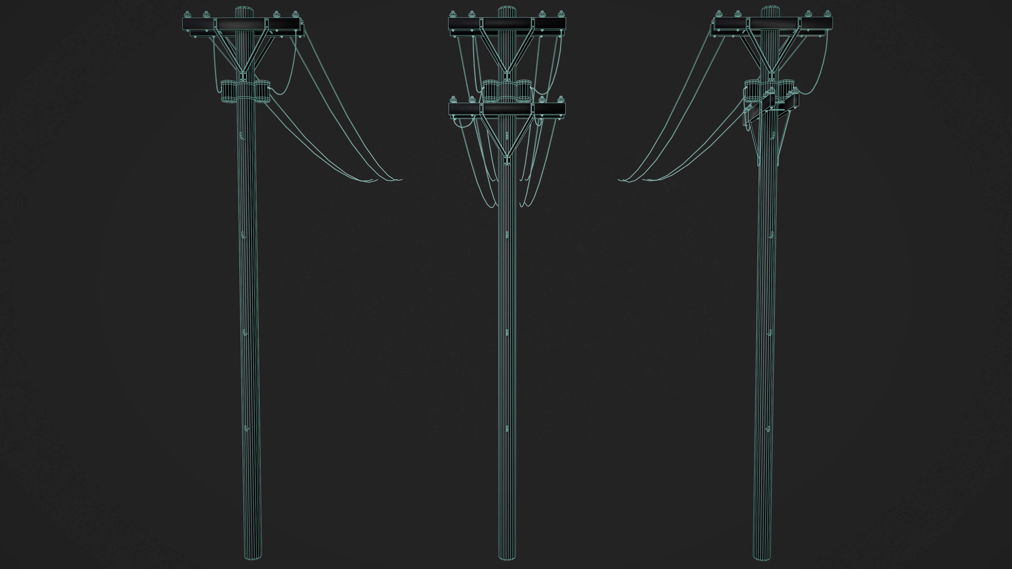 Set of 3 Various Electric Pole - 3D Model by iQuon