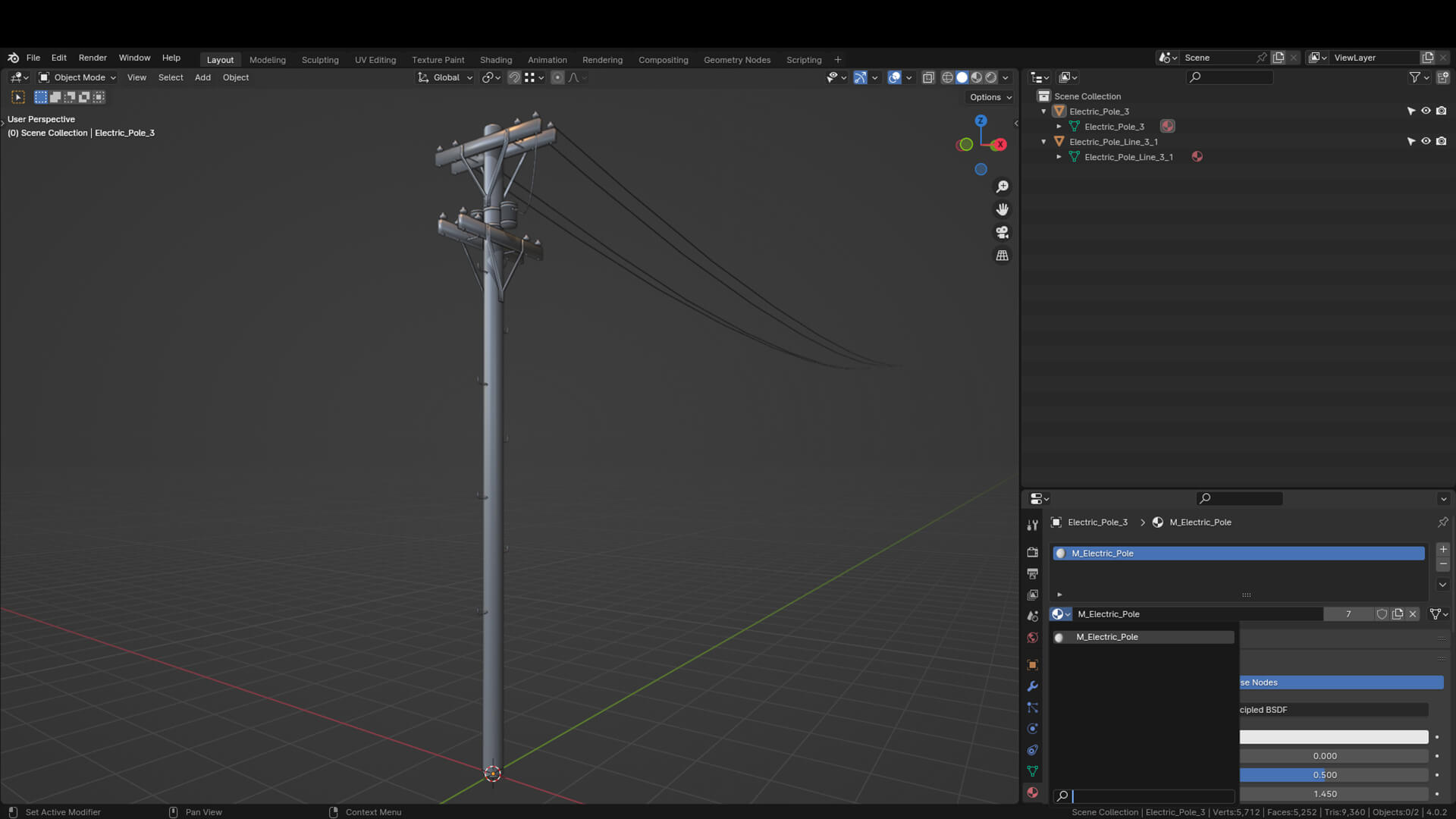 Set of 3 Various Electric Pole - 3D Model by iQuon