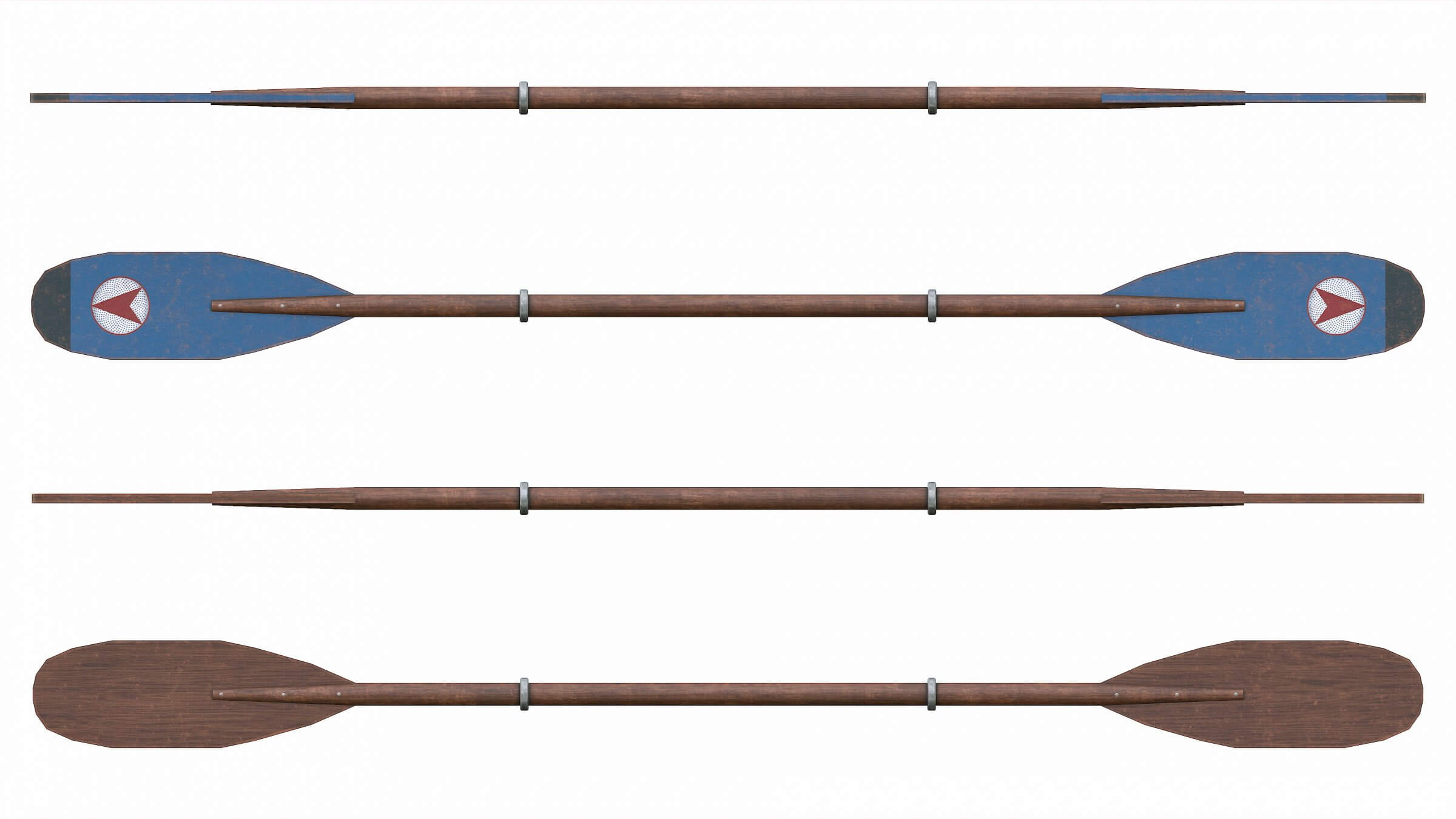 Set of 8 Painted Wooden Paddles - 3D Model by iQuon