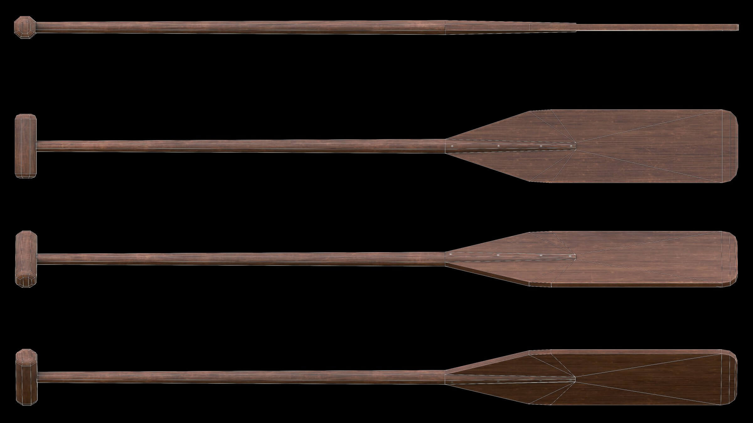 Set of 8 Painted Wooden Paddles - 3D Model by iQuon