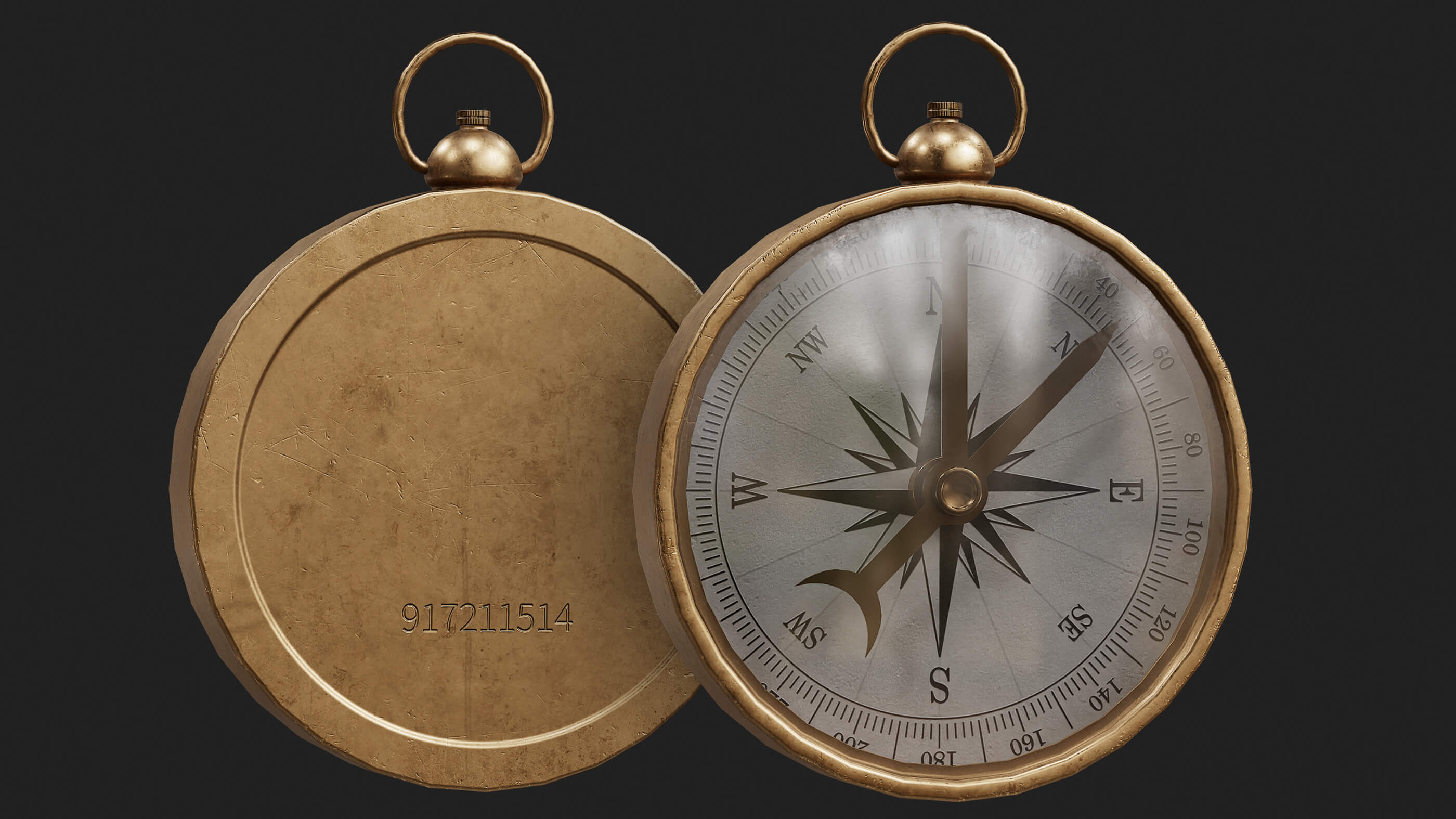 Vintage Brass Compass - 3D Model by iQuon