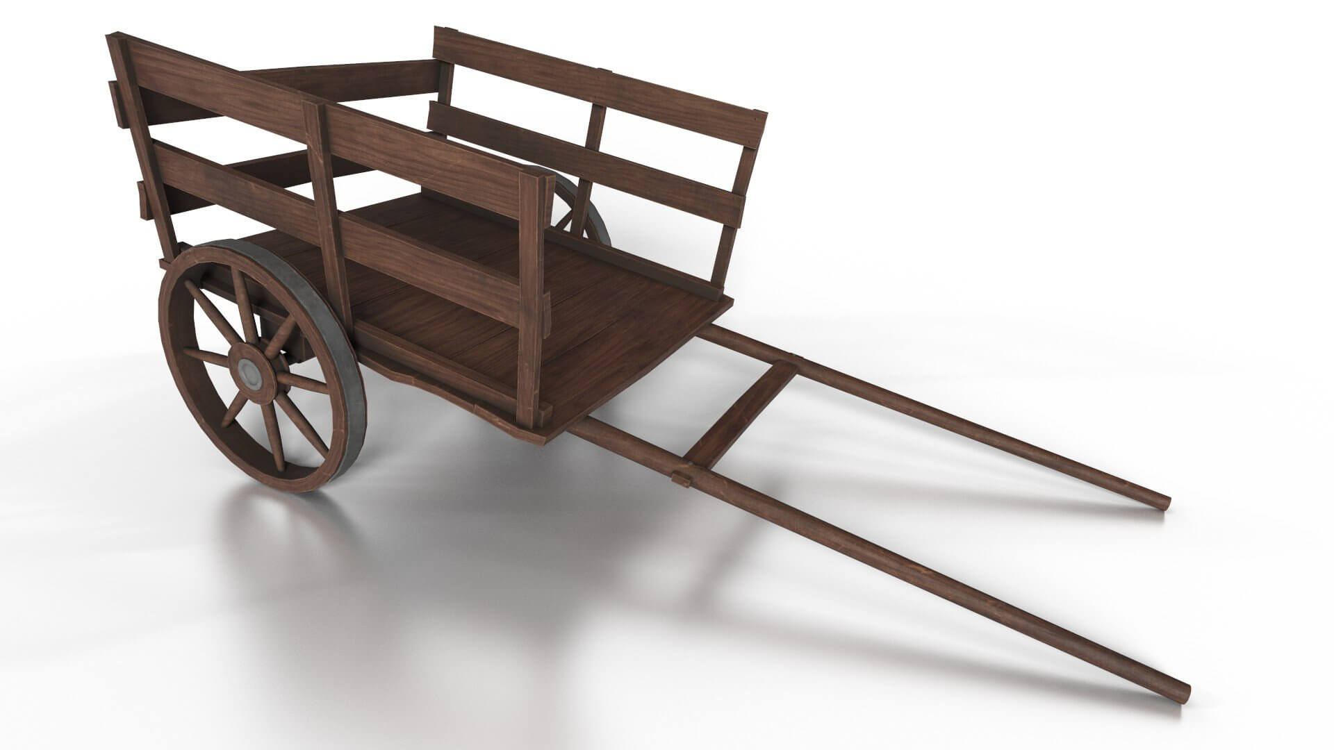Western - Wooden Small Cart 3D Model by iQuon