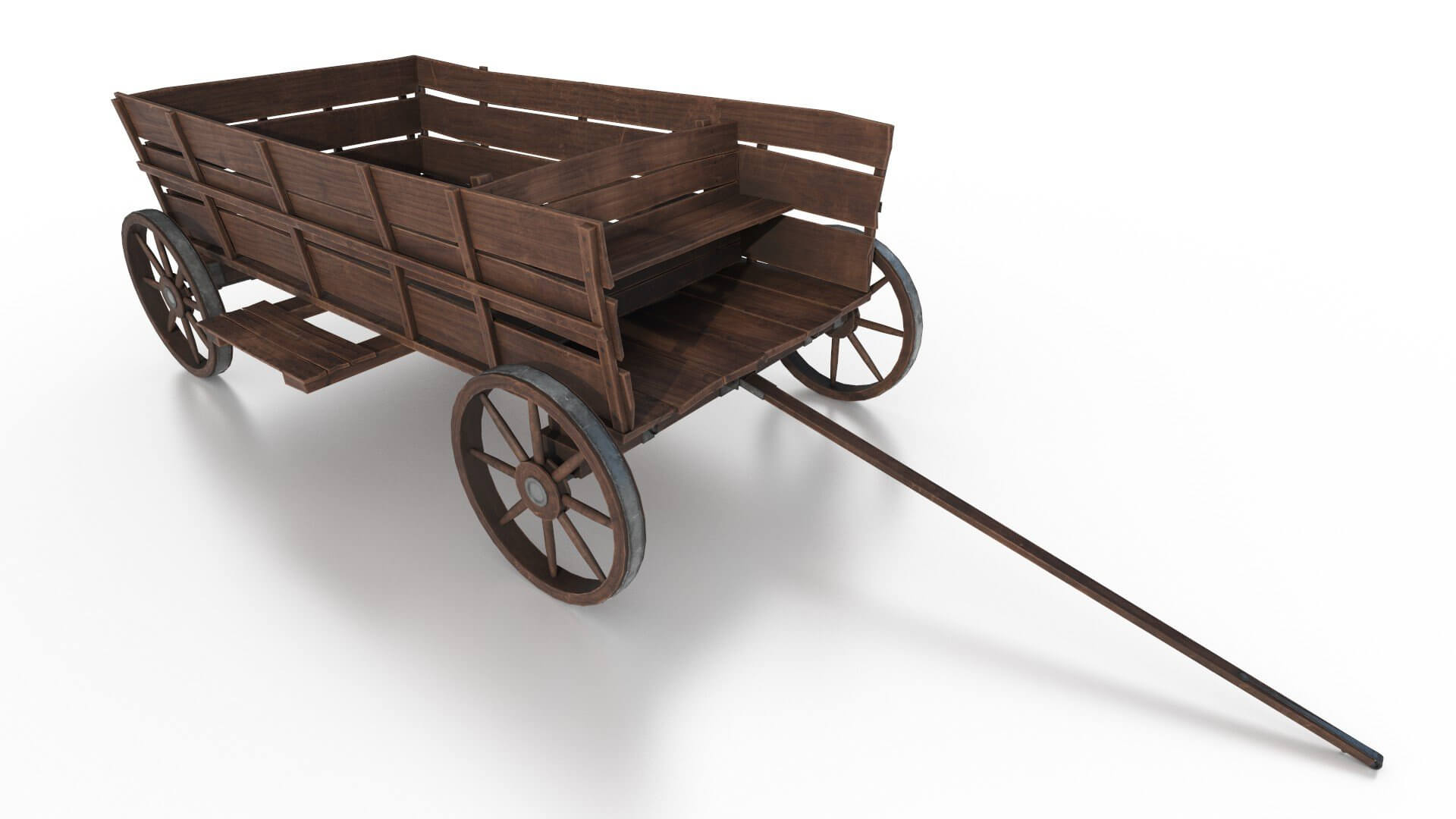 Western - Wooden Wagon 3D Model by iQuon