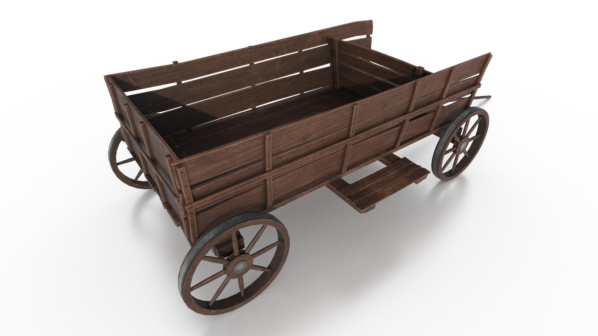 Western - Wooden Wagon 3D Model by iQuon