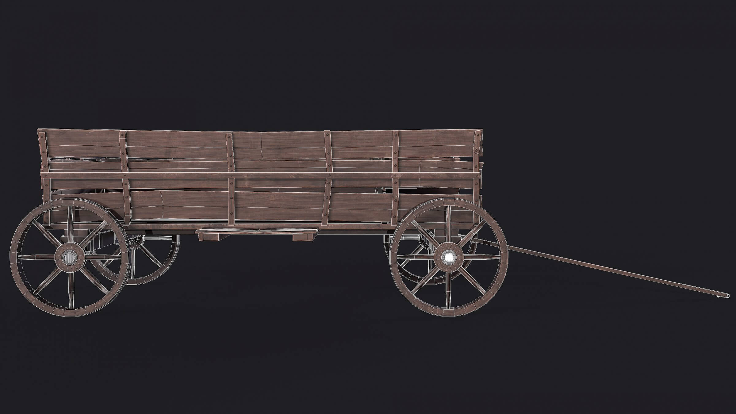 Western - Wooden Wagon 3D Model by iQuon