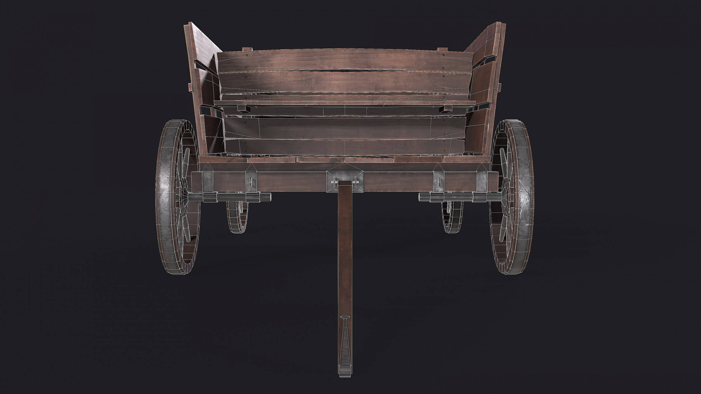 Western - Wooden Wagon 3D Model by iQuon