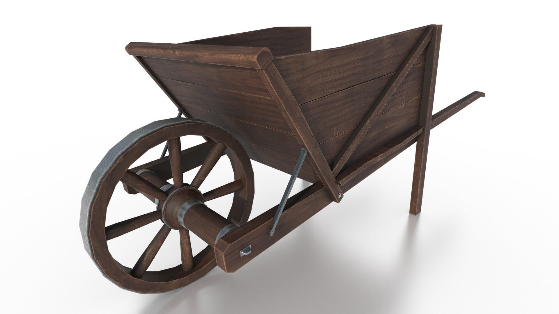Western - Wooden Wheelbarrow 3D Model by iQuon