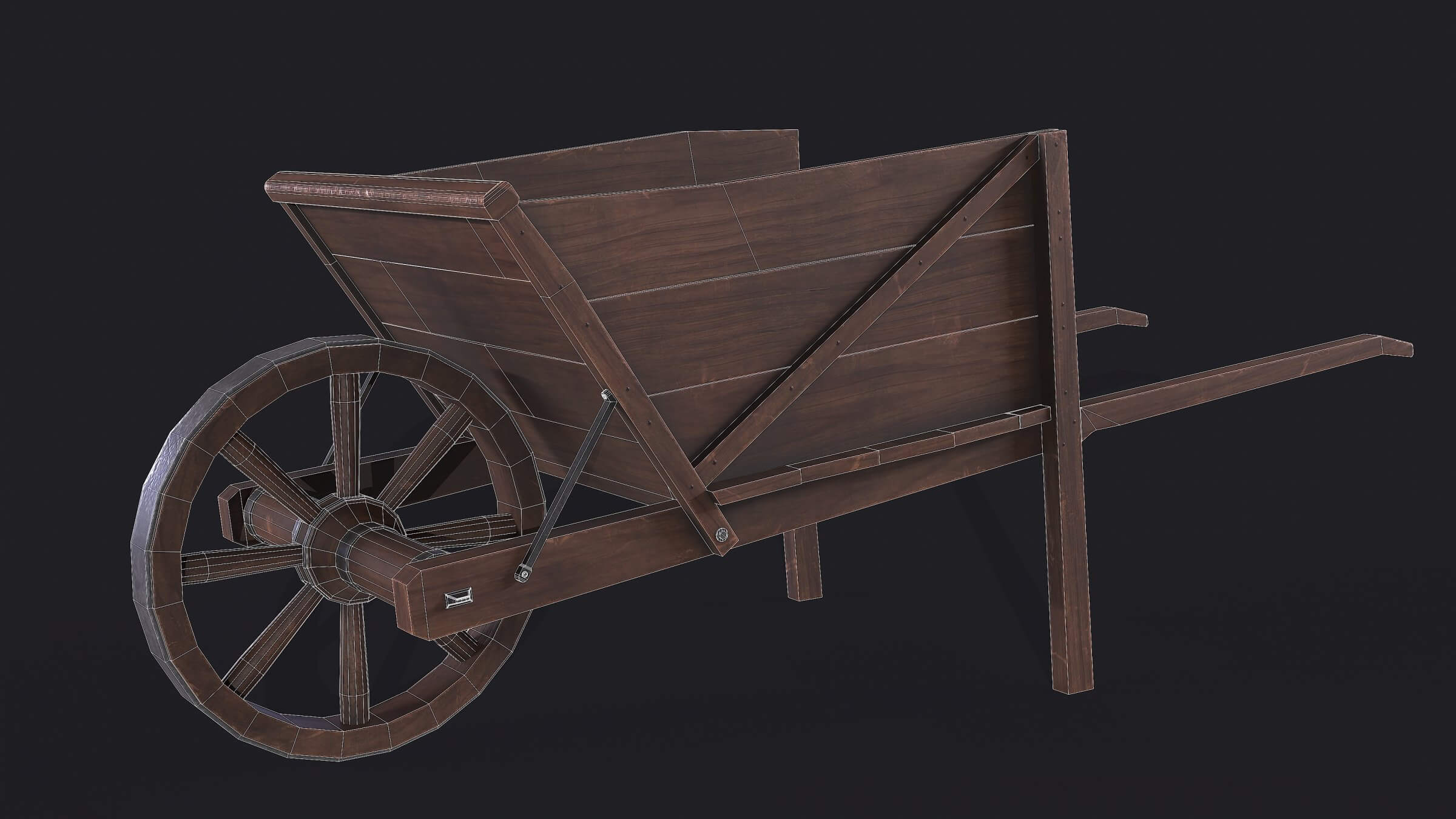 Western - Wooden Wheelbarrow 3D Model by iQuon