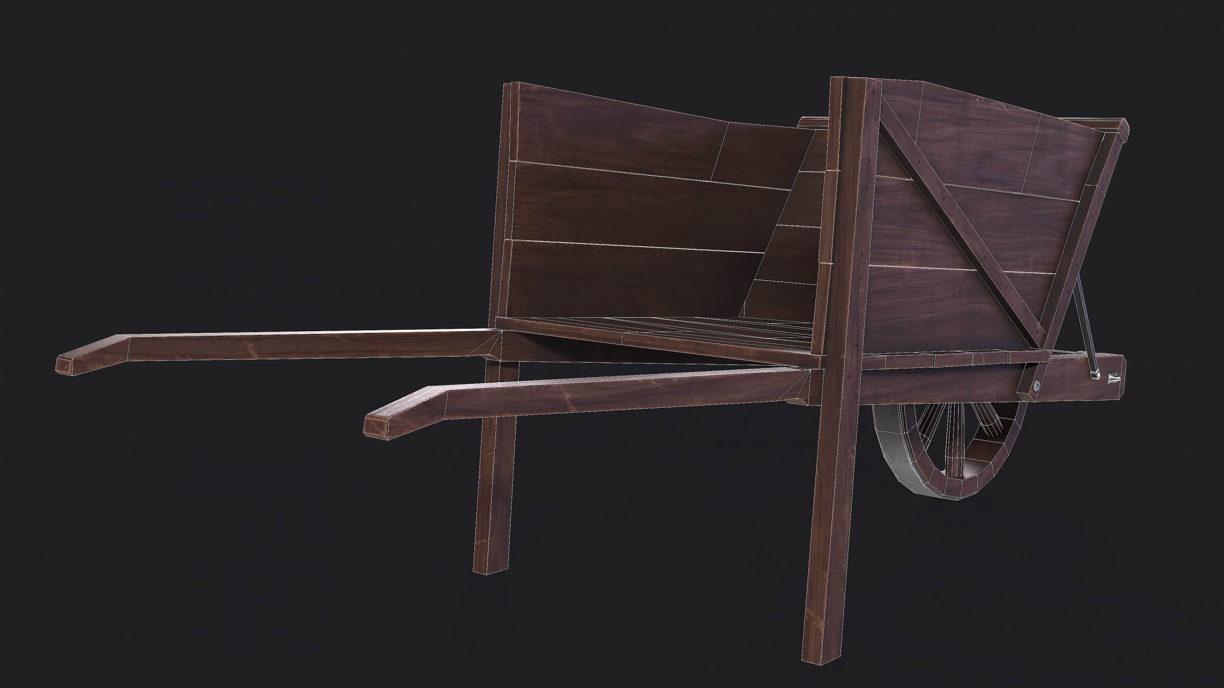Western - Wooden Wheelbarrow 3D Model by iQuon
