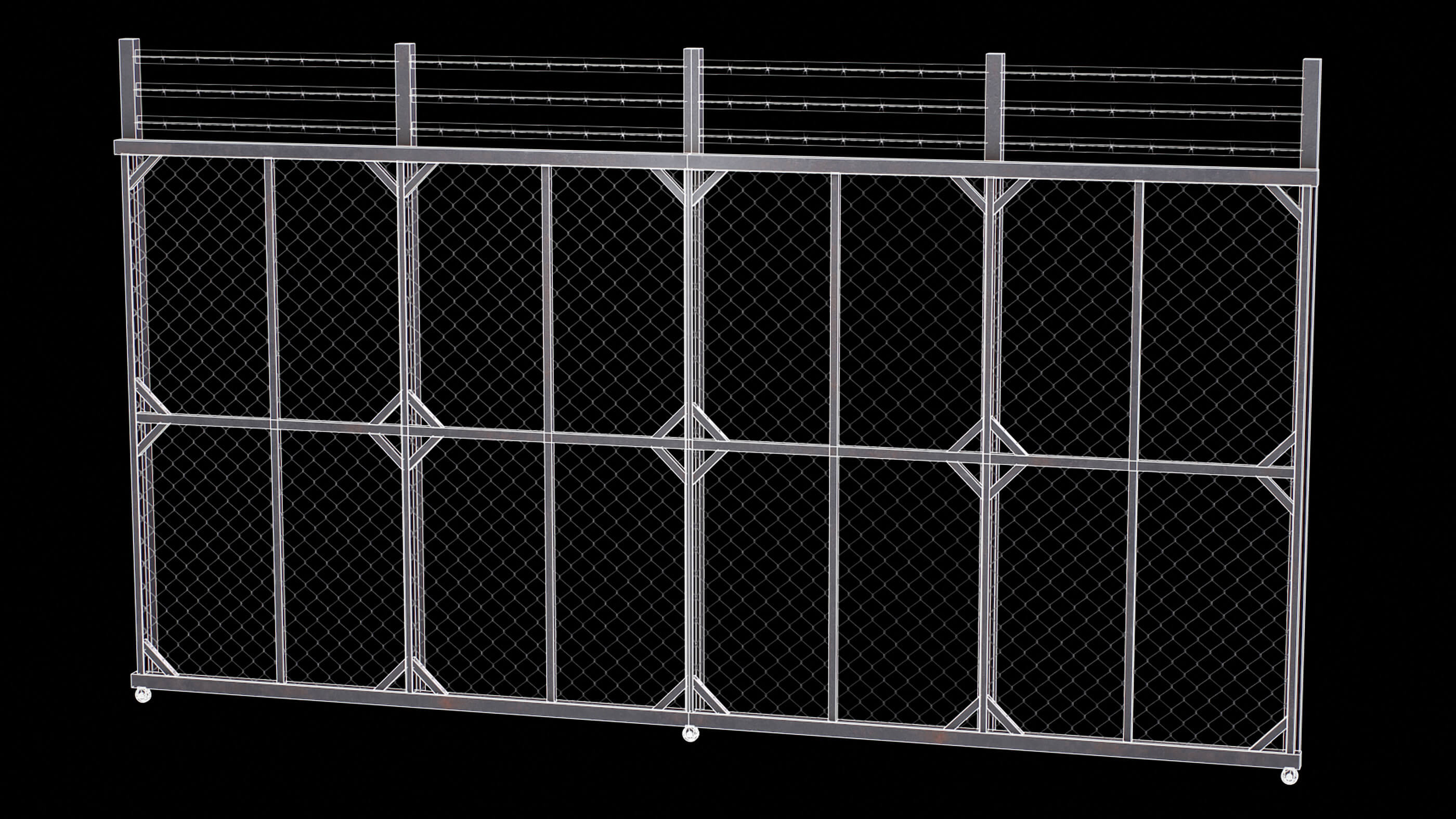 Wire Chain Link Fence Set - 3D Model by iQuon