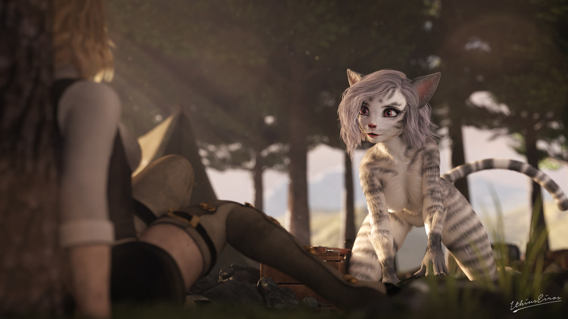 Curious Visitor 3D Render, Digital Art by IthiusEiros