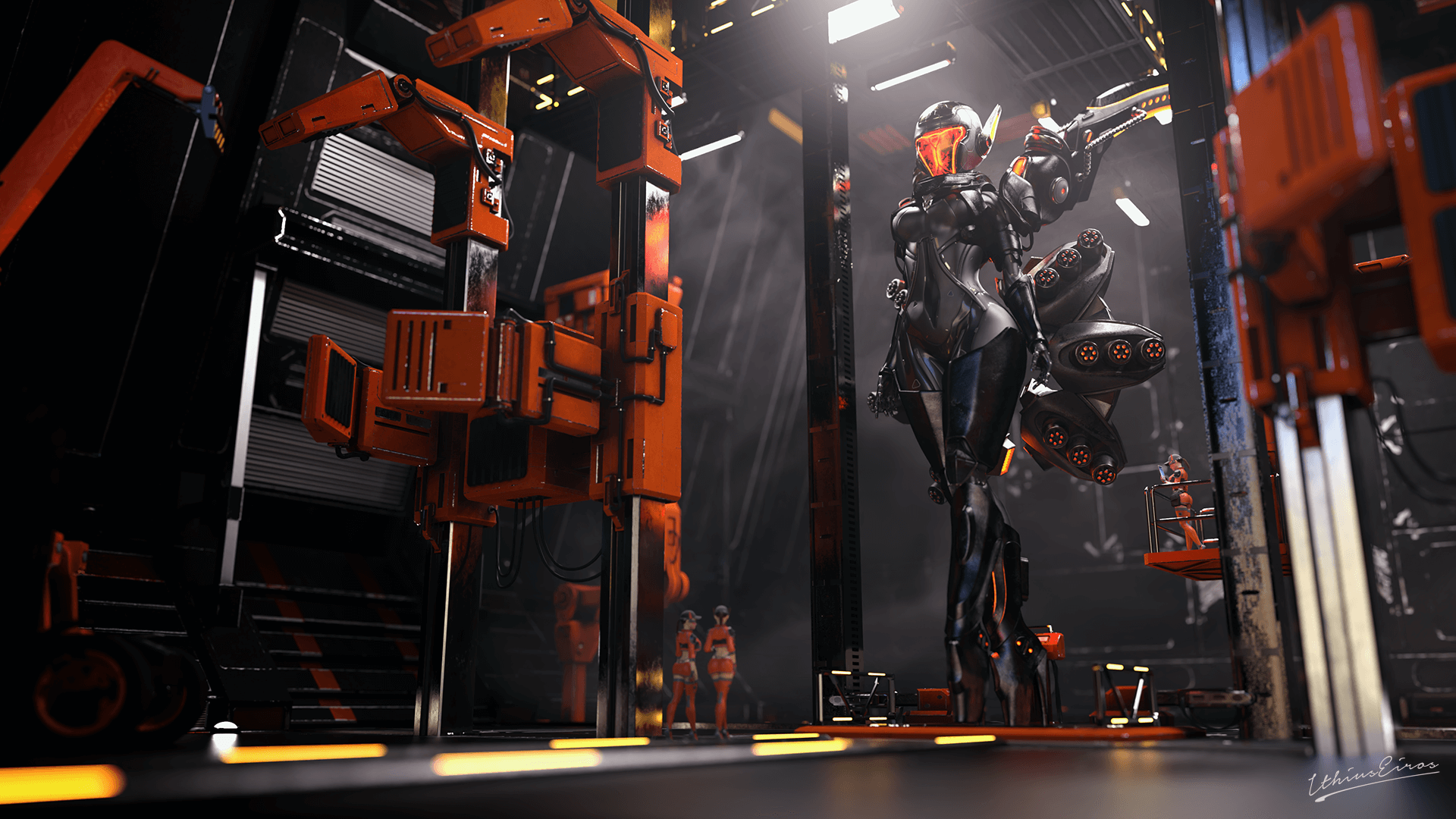 Mecha Testing 3D Render, Digital Art by IthiusEiros