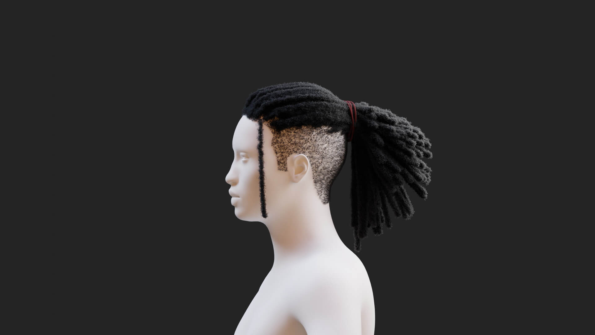 Dreadlocs Ponytail With Fade - 3D Model by ItsAllInYour