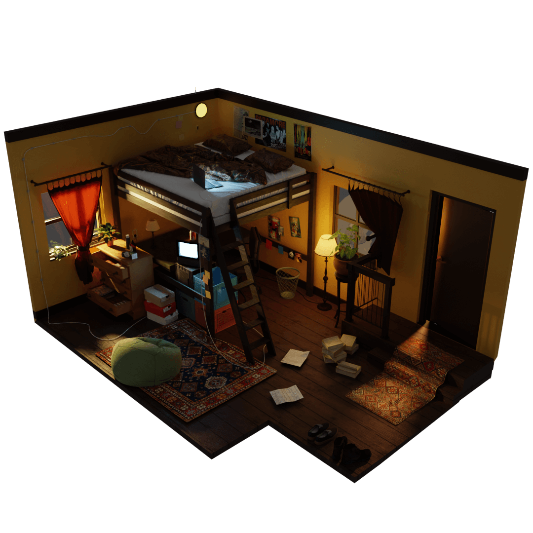 Dylan's Room 3D Render, Digital Art by ItsAllInYour