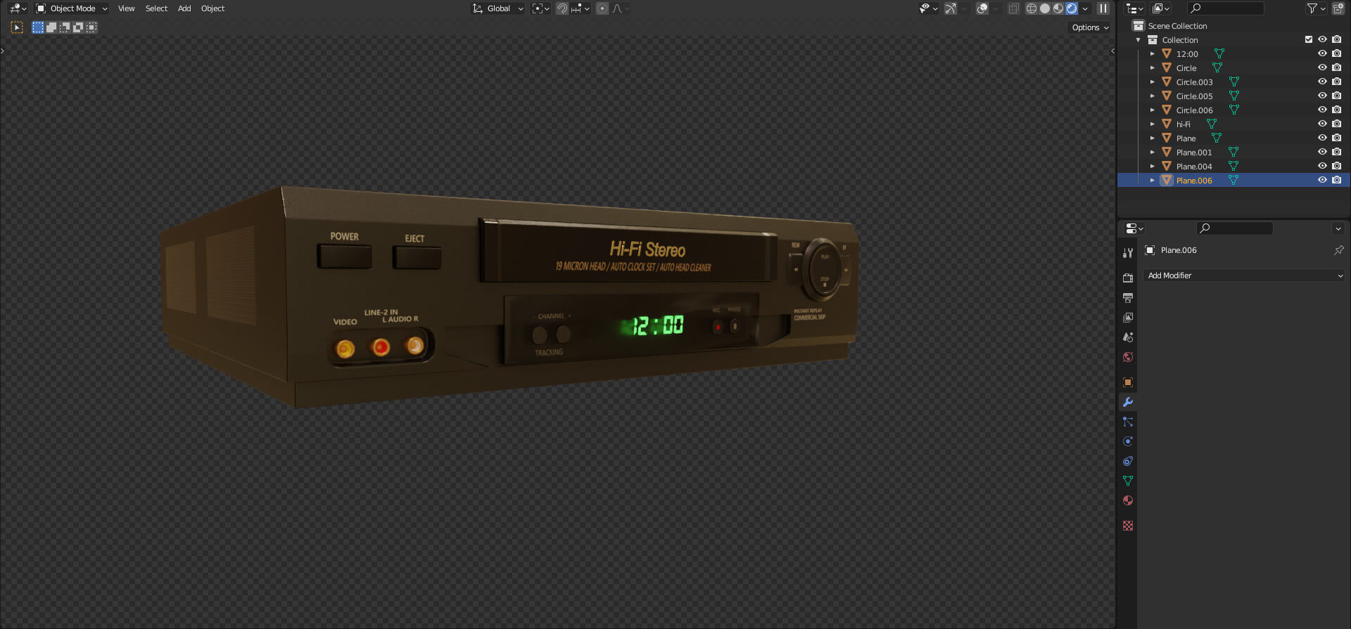 Hi-Fi Stereo VHS Video Cassette Recorder 3D Model by ItsAllInYour
