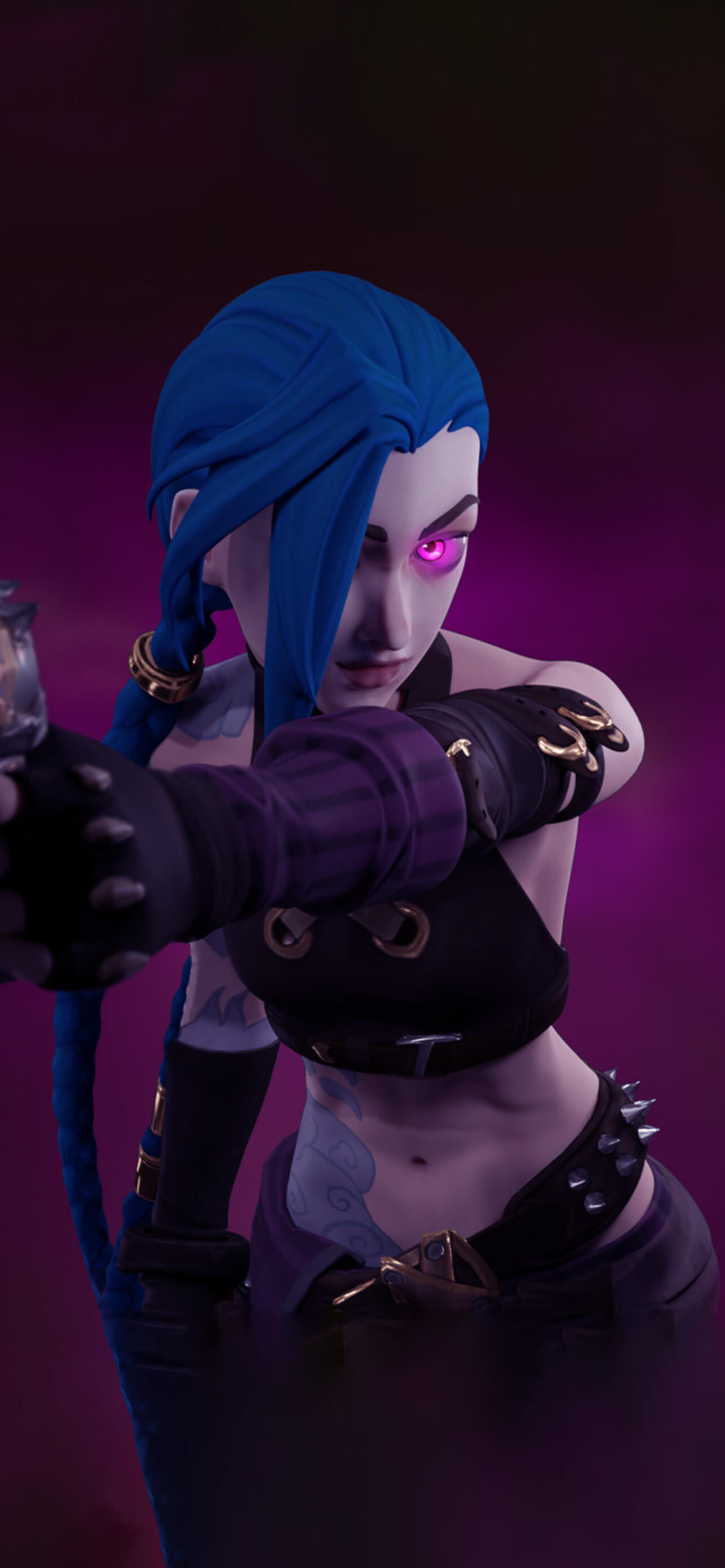 Jinx With Gun Purple Background 3D Desktop HD Wallpaper