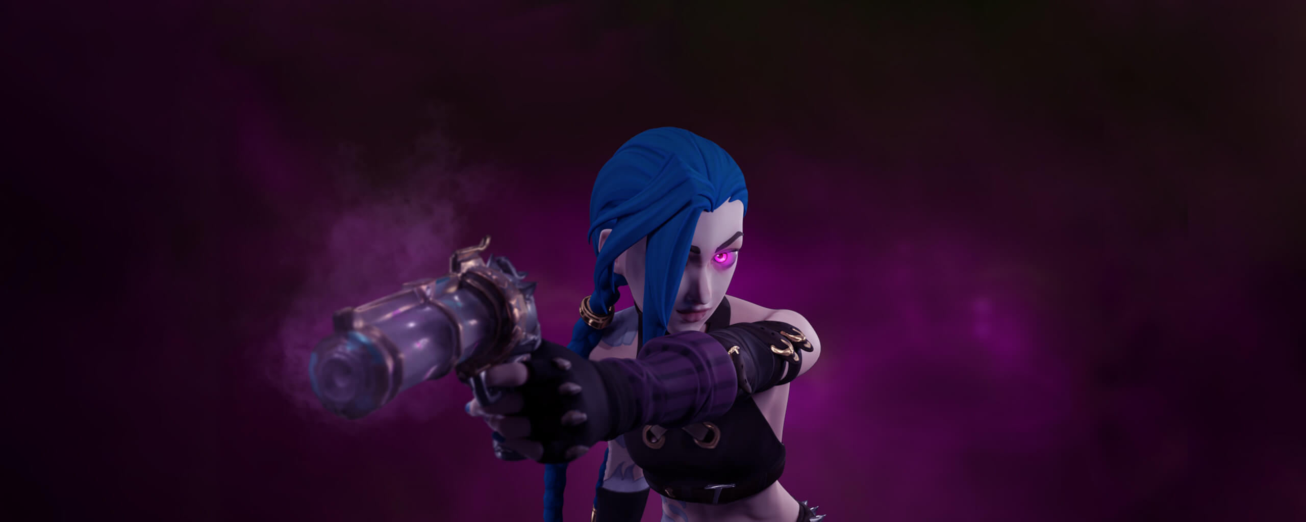 Jinx With Gun Purple Background 3D Desktop HD Wallpaper