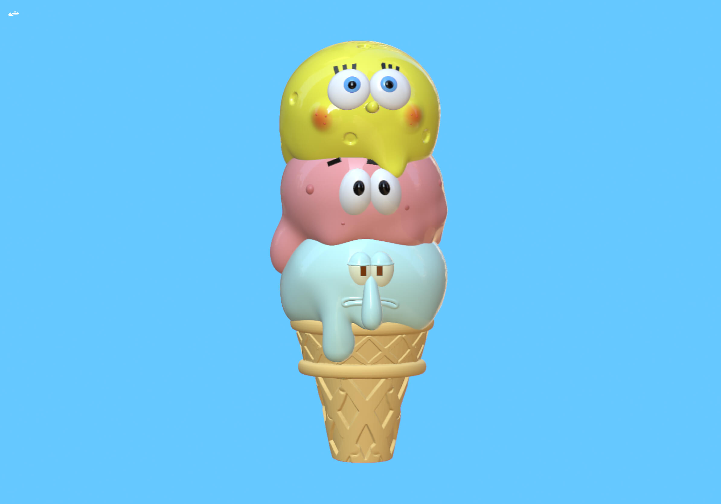 SpongeBob Ice-Cream Free 3D Model by Jade02