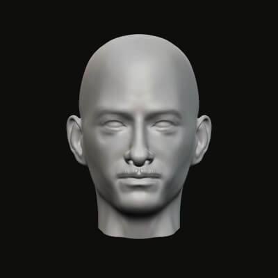 Male Head Base Mesh 01 - 3D Model by Vyusur