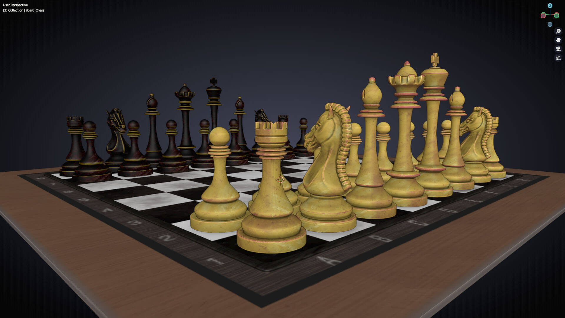 Wooden Chess - 3D Model by jaka ardian