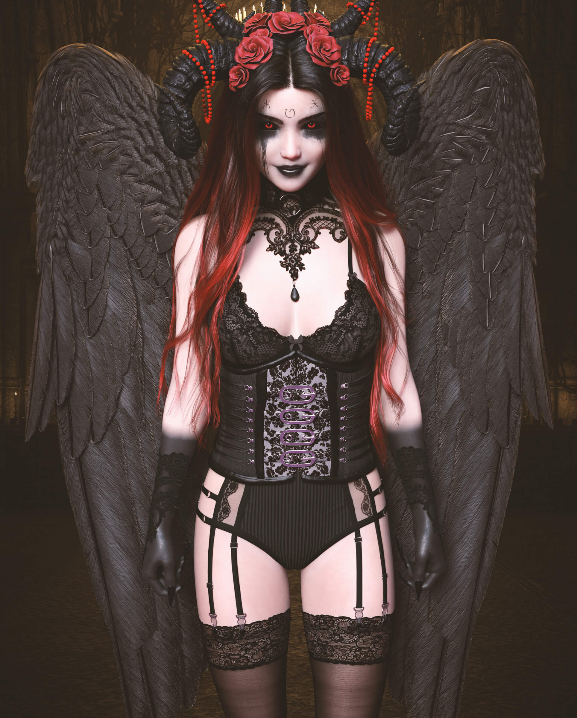 Jenna the succubus 3D Render, Digital Art by jakonoid