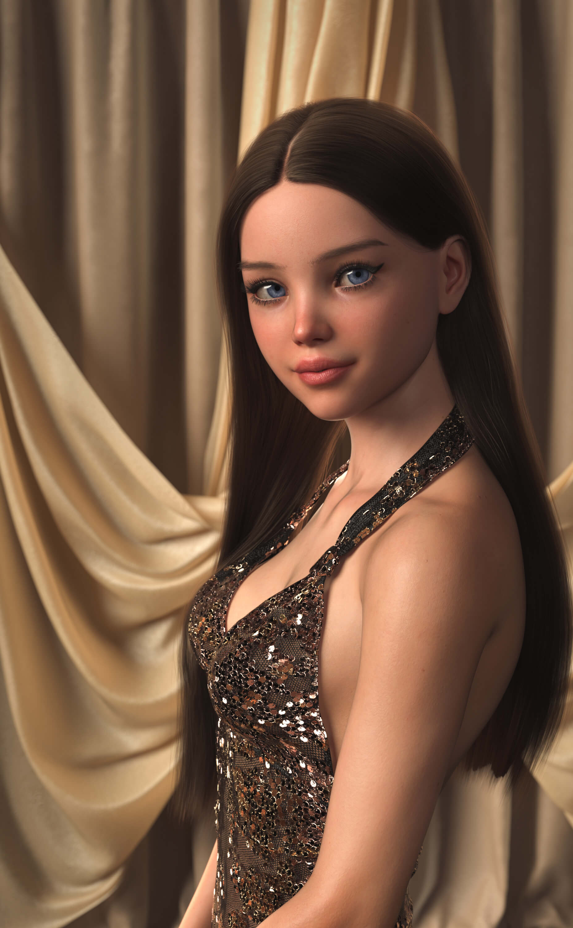 Josie portrait 3D Render, Digital Art by jakonoid