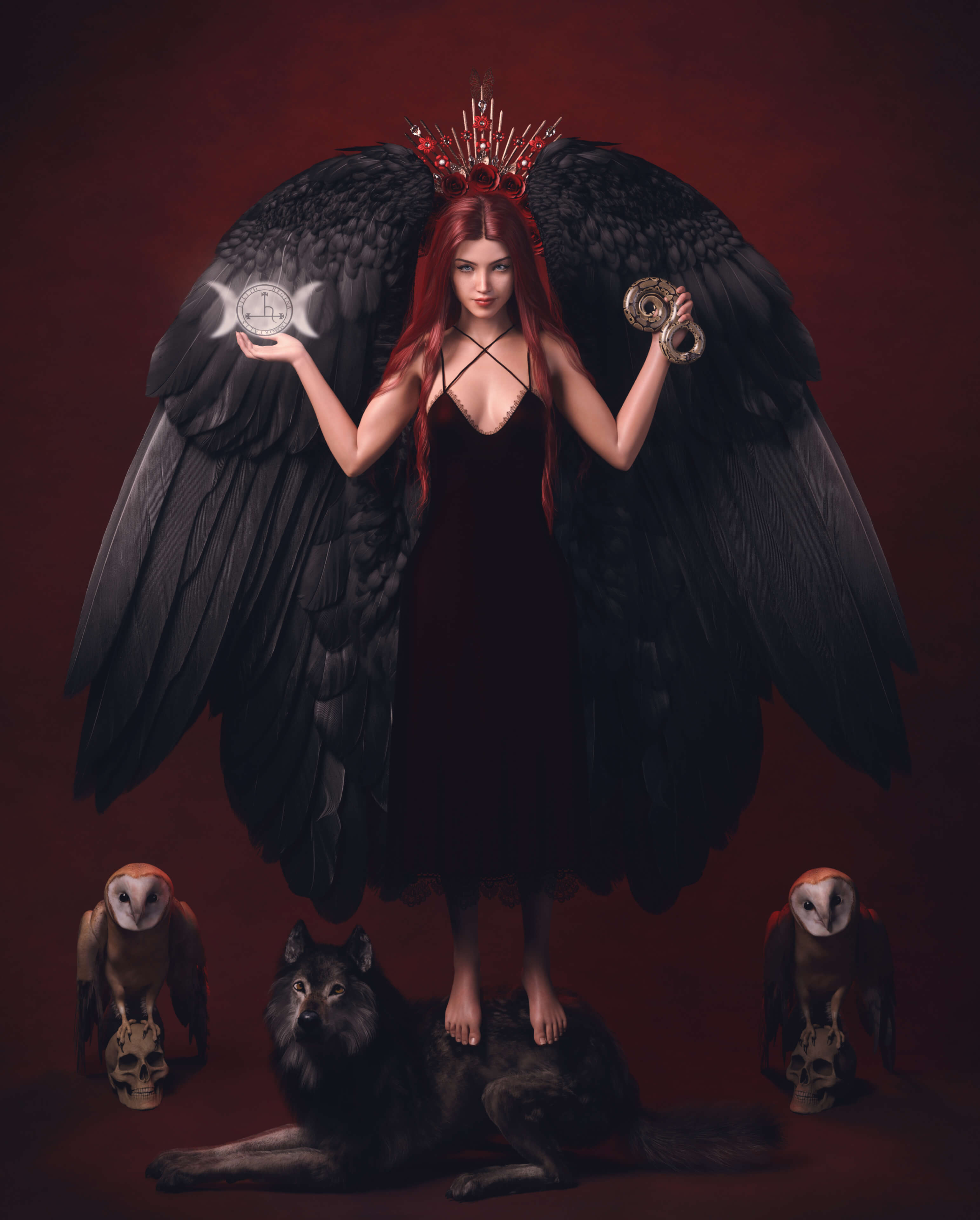 Lilith regina immortalis 3D Render, Digital Art by jakonoid