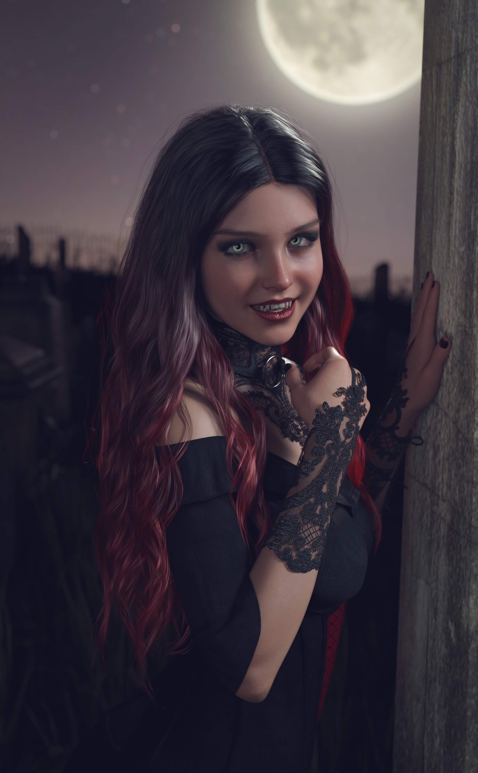 Natalia the Vampire 3D Render, Digital Art by jakonoid