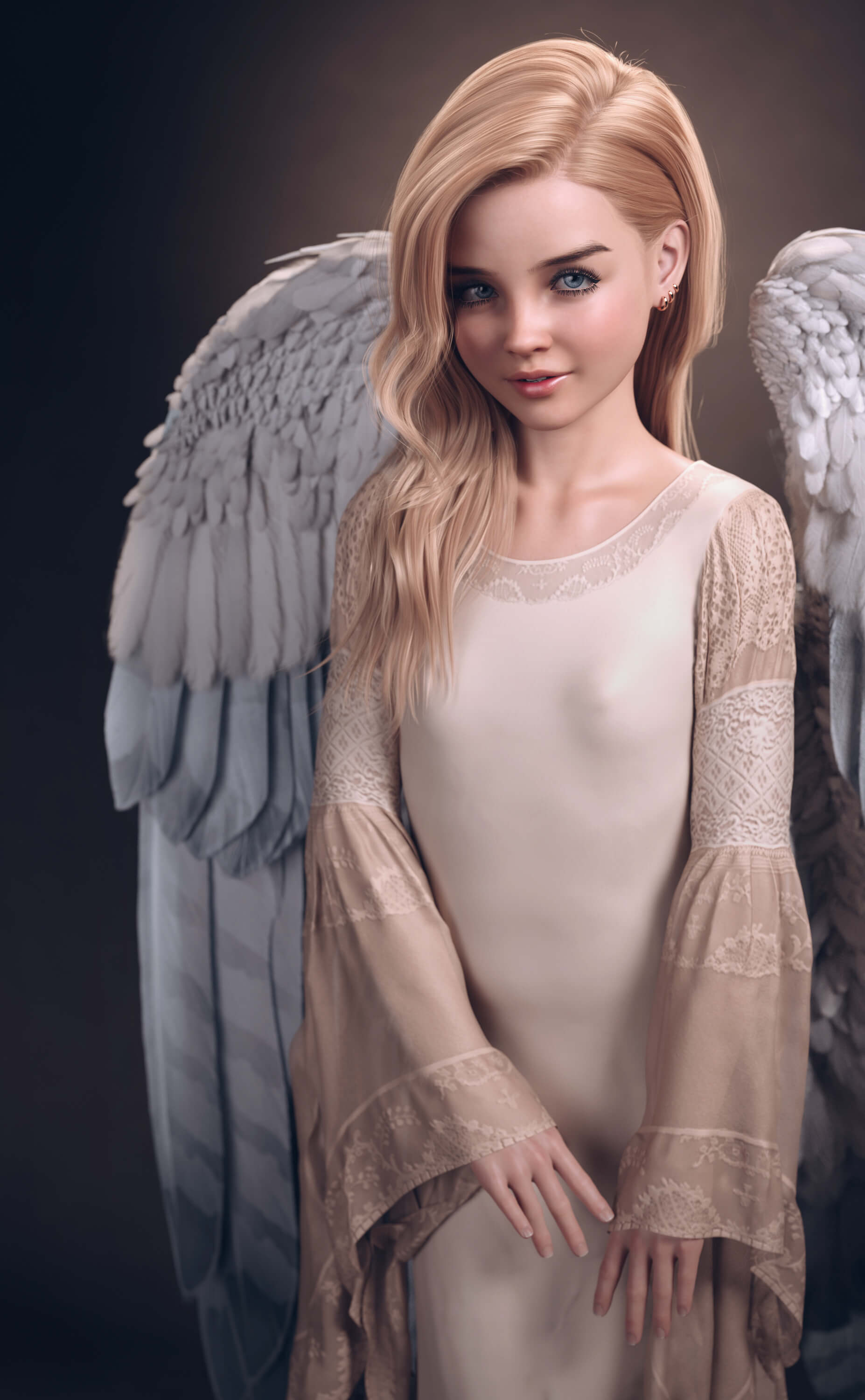 Sasha The Angel Portrait 3d Render Digital Art By Jakonoid