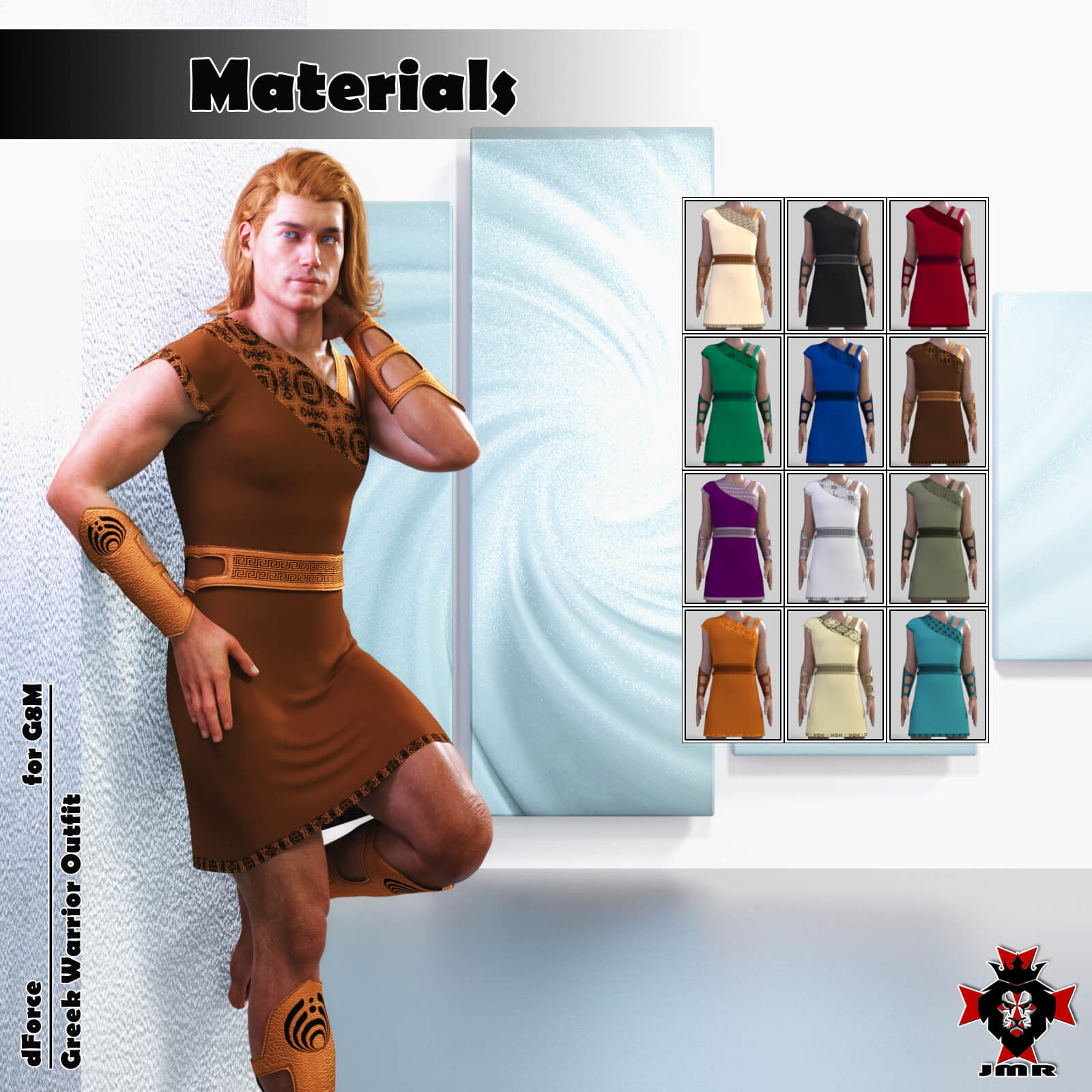 JMR dForce Greek Warrior Outfit for G8M - Daz Content by JaMaRe