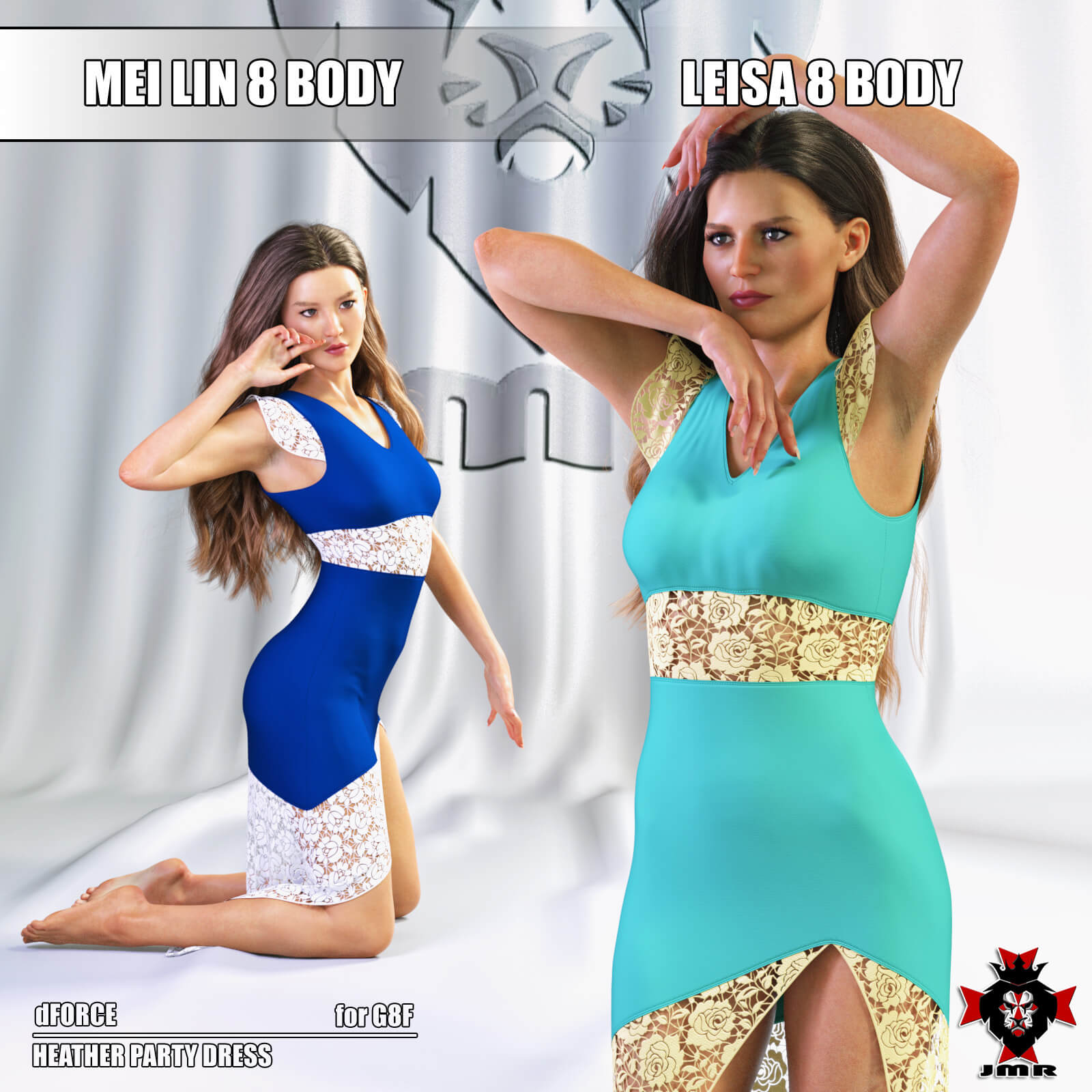 JMR dForce Heather Party Dress for G8 - Daz Content by JaMaRe