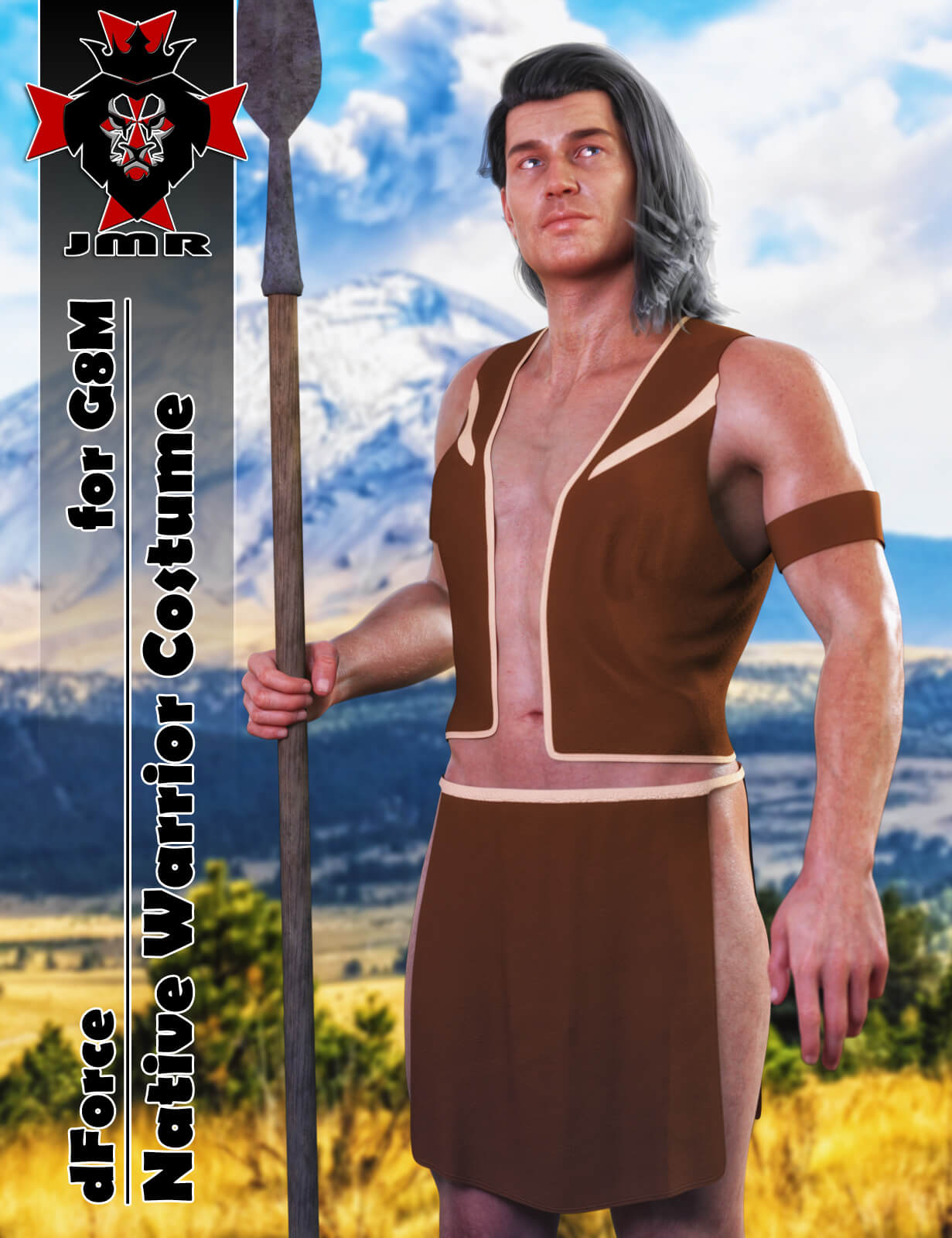 JMR dForce Native Warrior Costume for G8M - Daz Content by JaMaRe