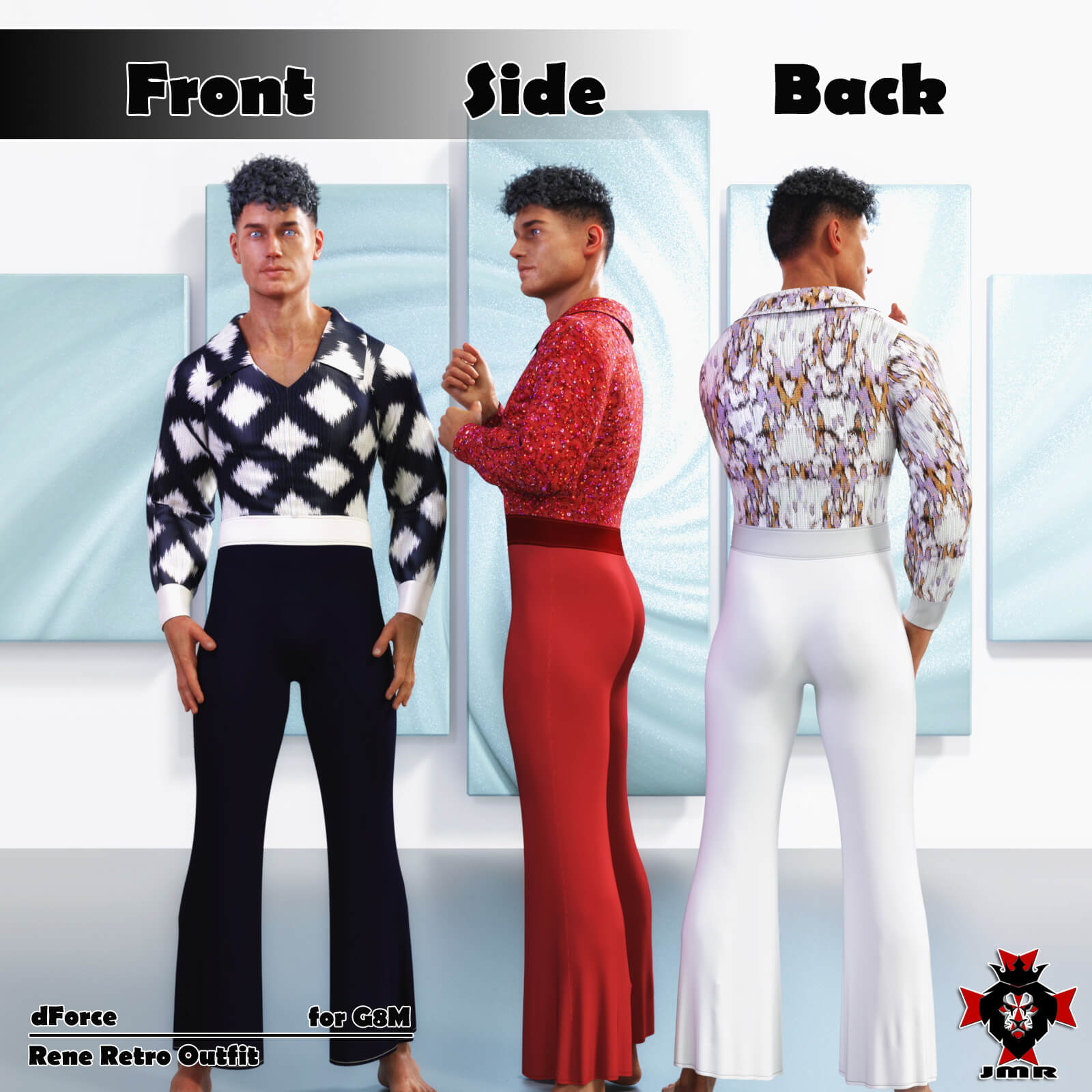 JMR dForce Rene Retro Outfit for G8M - Daz Content by JaMaRe
