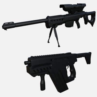 KSR 29 Sniper Rifle and M33 Submachine Gun - 3D Model by James Alexander
