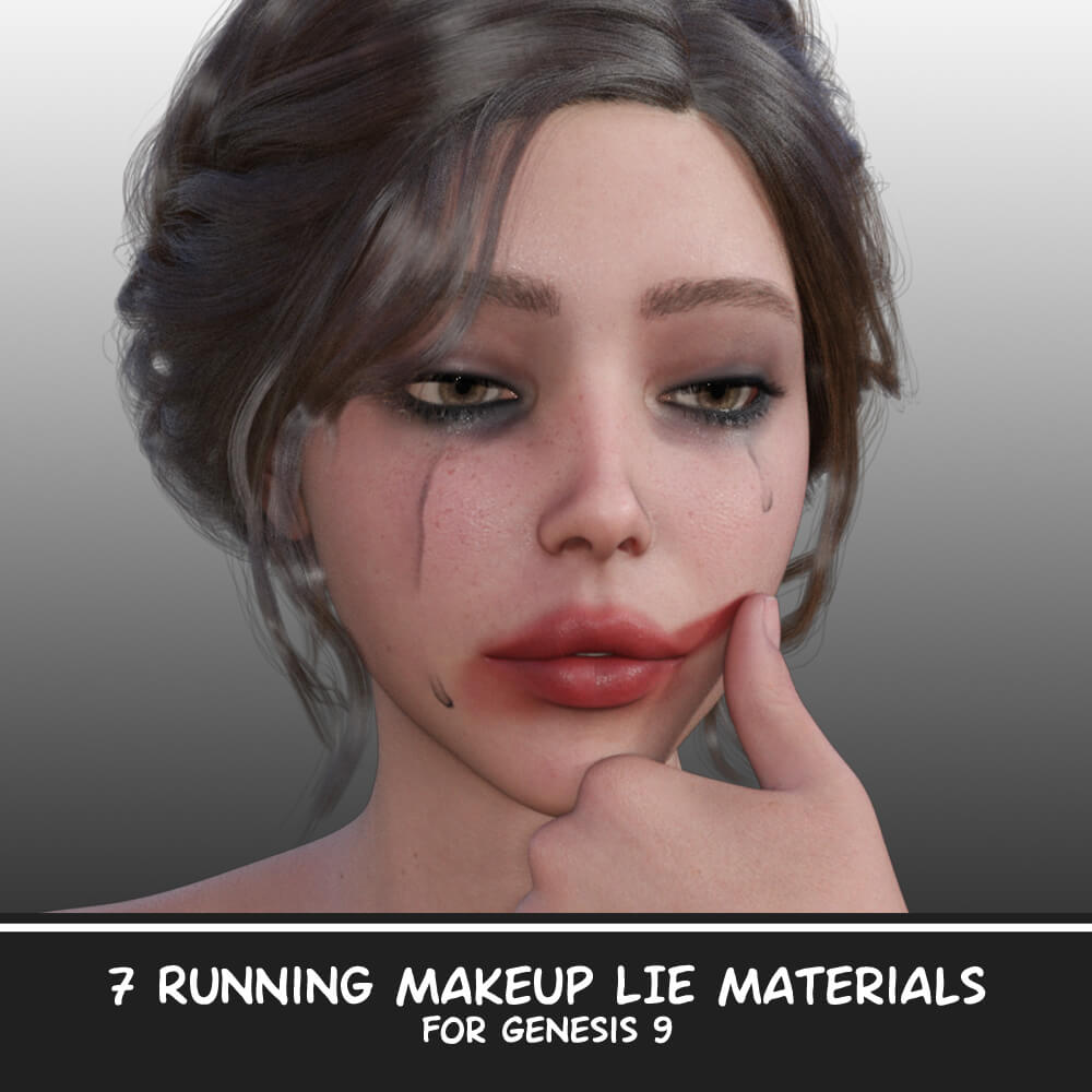 7 Running Makeup LIE Materials for Genesis 9 - Daz Content by janey