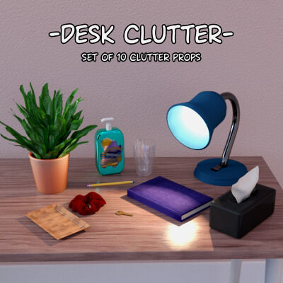 Clutter: 10 Desk Clutter Props - Daz Content by janey