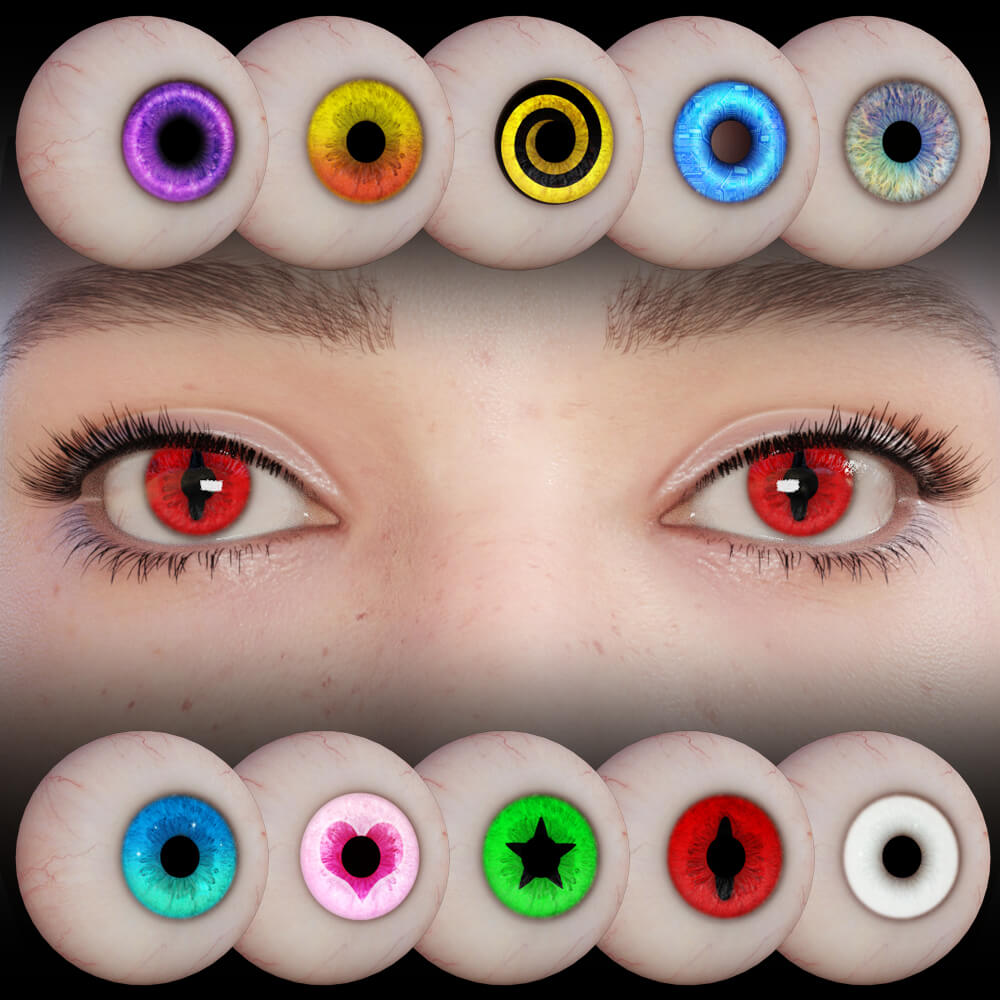 Set of 10 Eye Contacts for Genesis 9 - Daz Content by janey