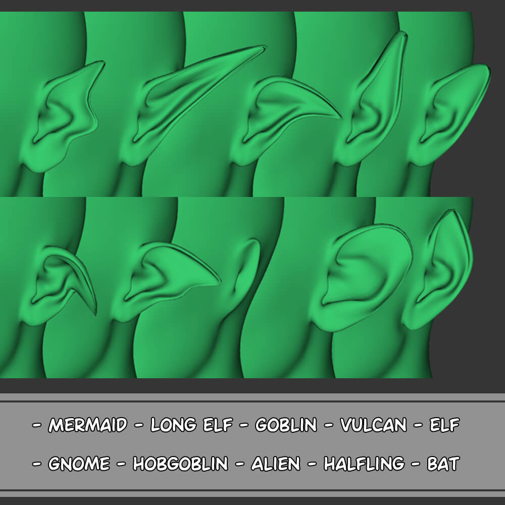 Set of 10 Fantasy Ear Morphs for Genesis 9 - Daz Content by janey