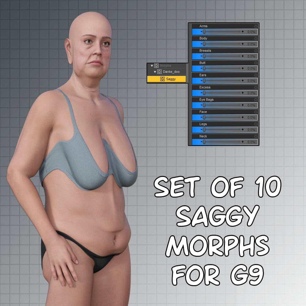 Set of 10 Saggy Body Morphs for Genesis 9 - Daz Content by janey