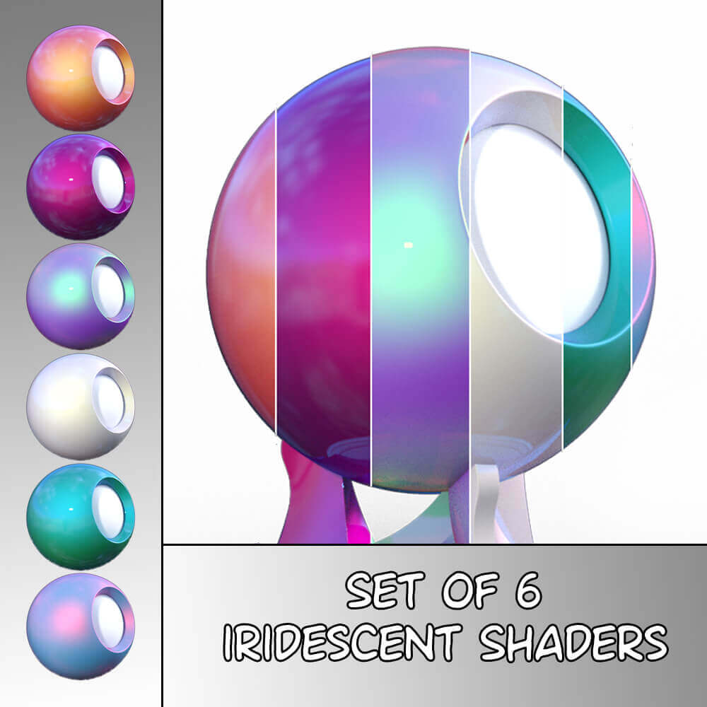 Set of 6 Iridescent Shaders - Daz Content by janey