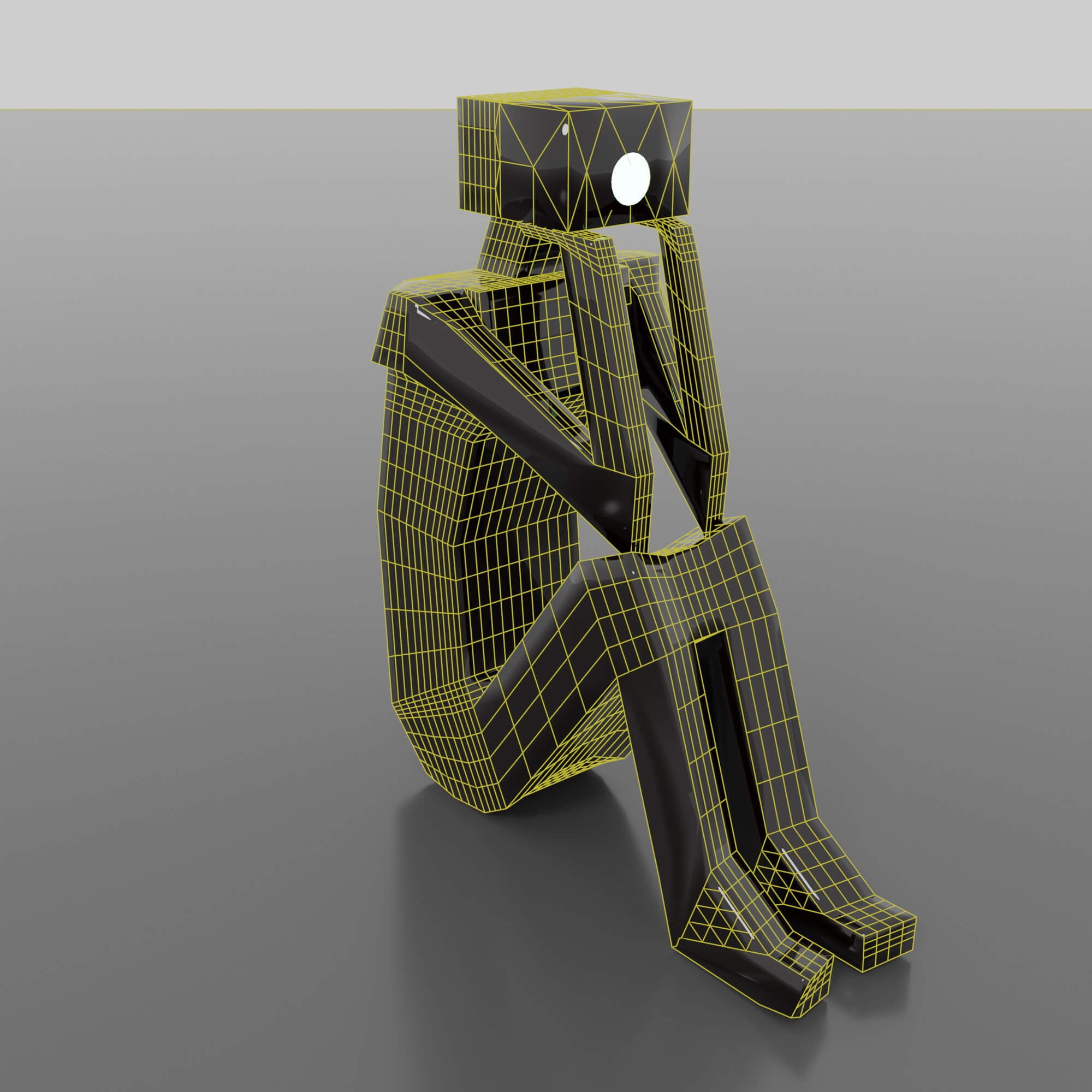 A Sitting Robot With a Light Bulb-Eye 3D Model by japanzanuda