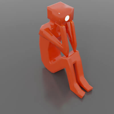 A Sitting Robot With a Light Bulb-Eye 3D Model by japanzanuda