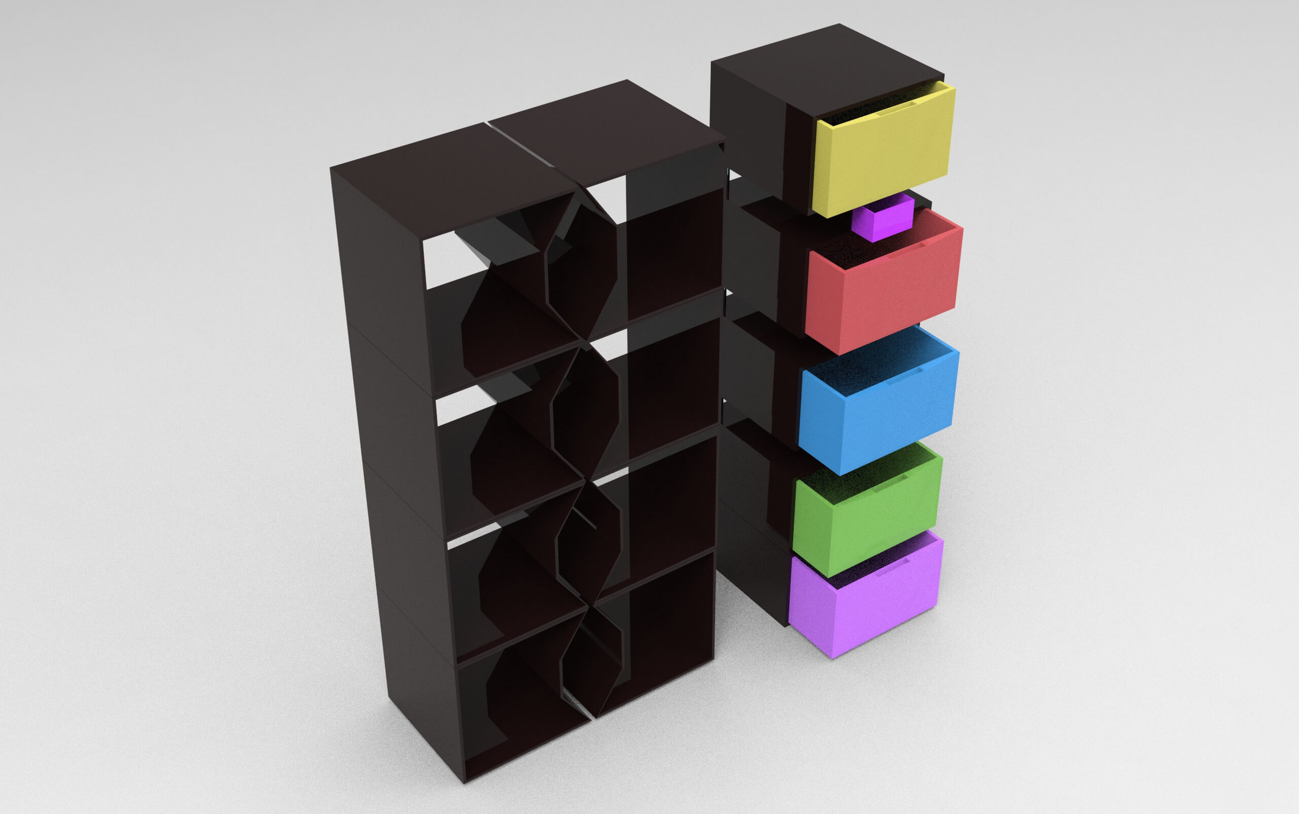 Bookshelves and Drawers - 3D Model by japanzanuda