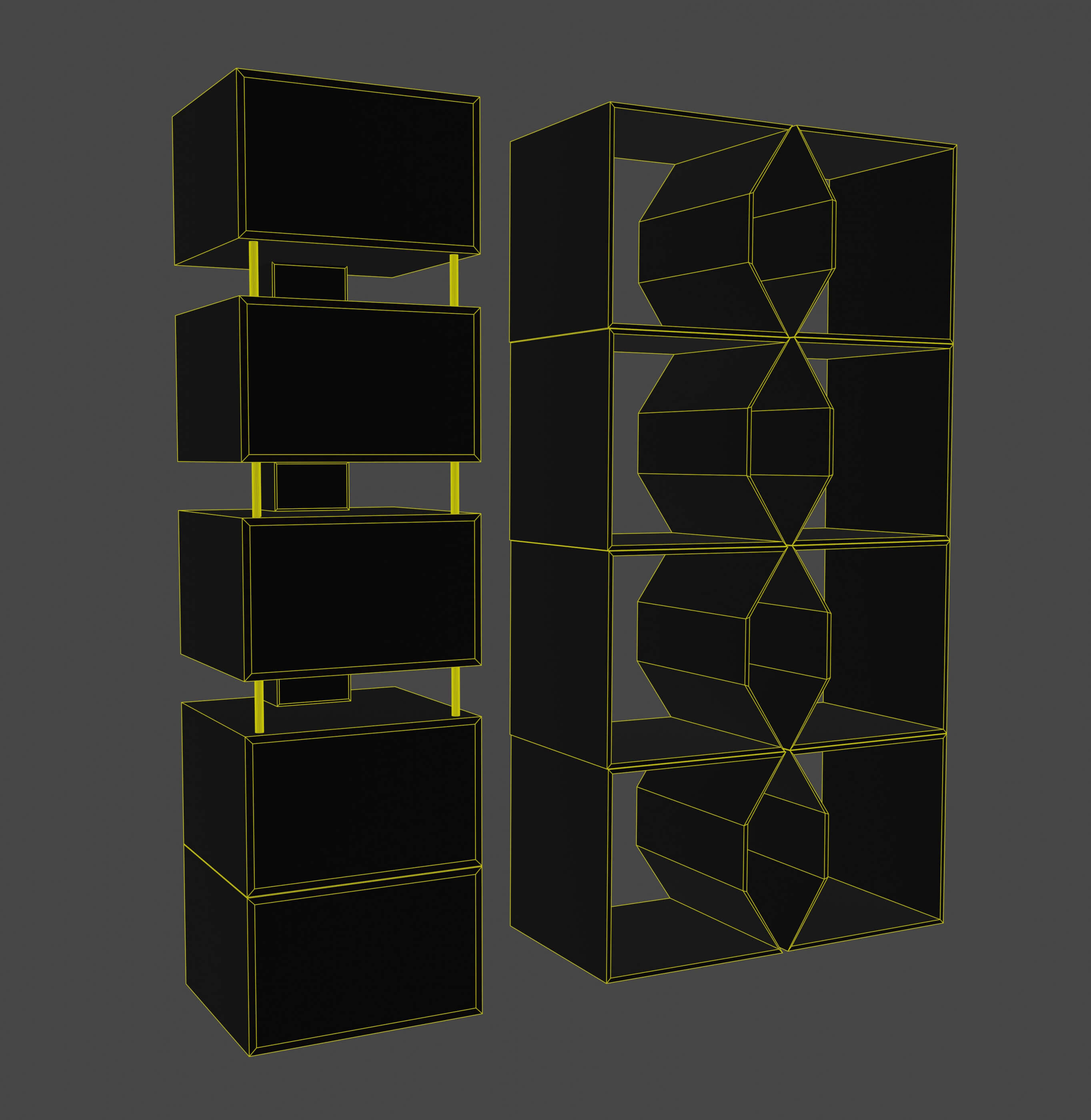 Bookshelves and Drawers - 3D Model by japanzanuda