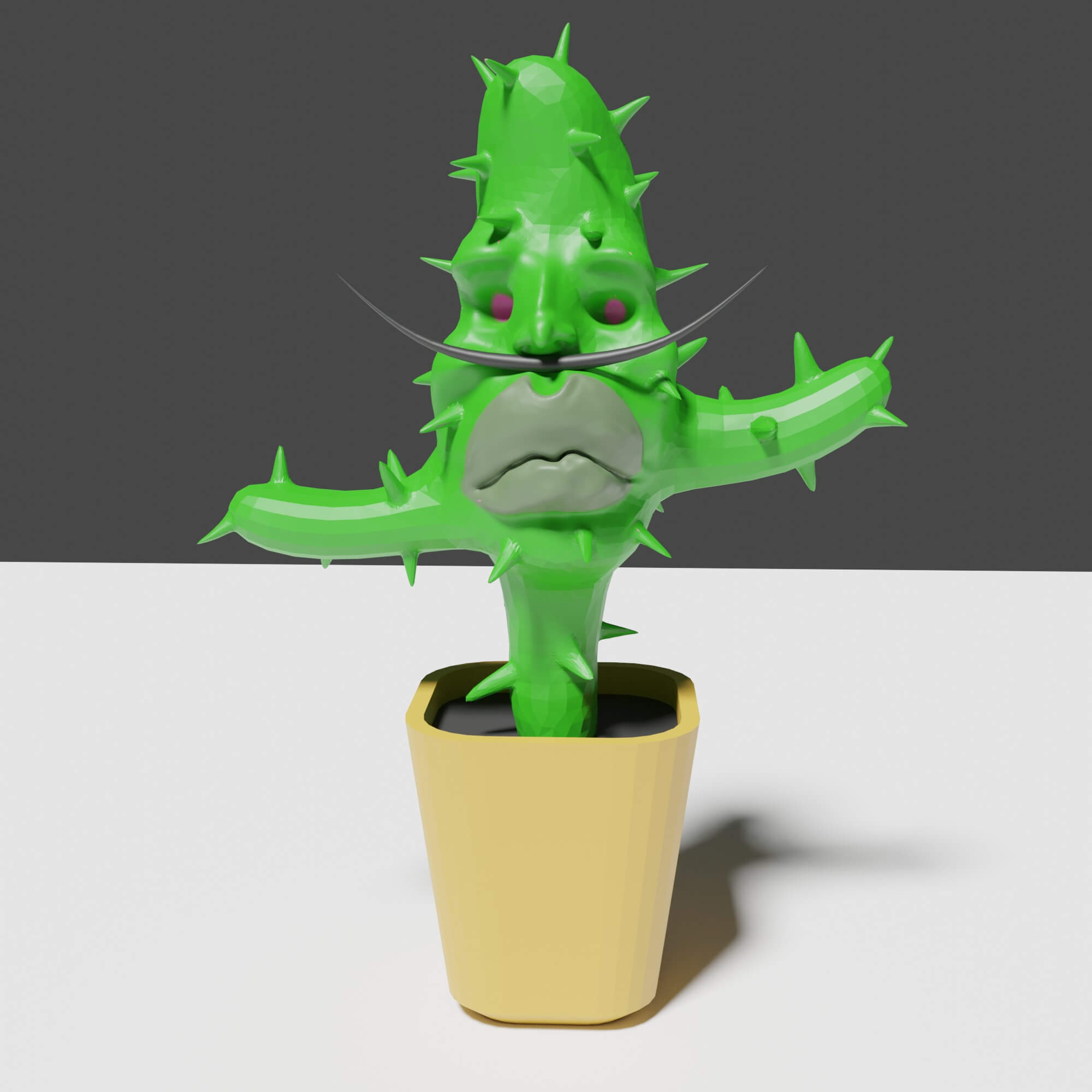 Demonic Mustachioed Cactus - 3D Model by japanzanuda
